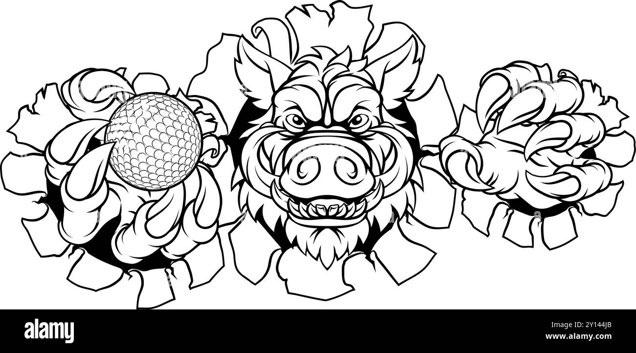 Boar Wild Hog Razorback Warthog Pig Golf Mascot Stock Vector Image ...