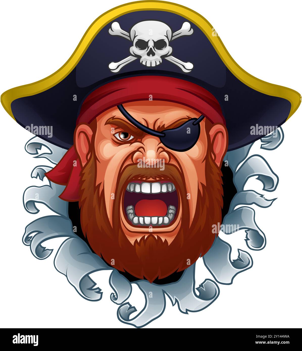 Pirate Captain Angry Mascot Cartoon Man Face Head Stock Vector Image ...