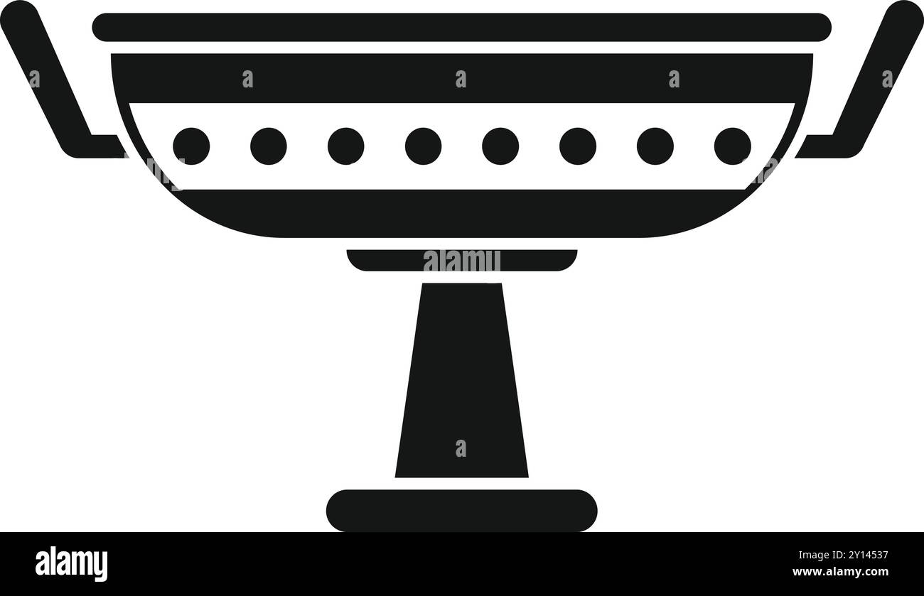 Black silhouette of an ancient greek bowl standing on pedestal base ...