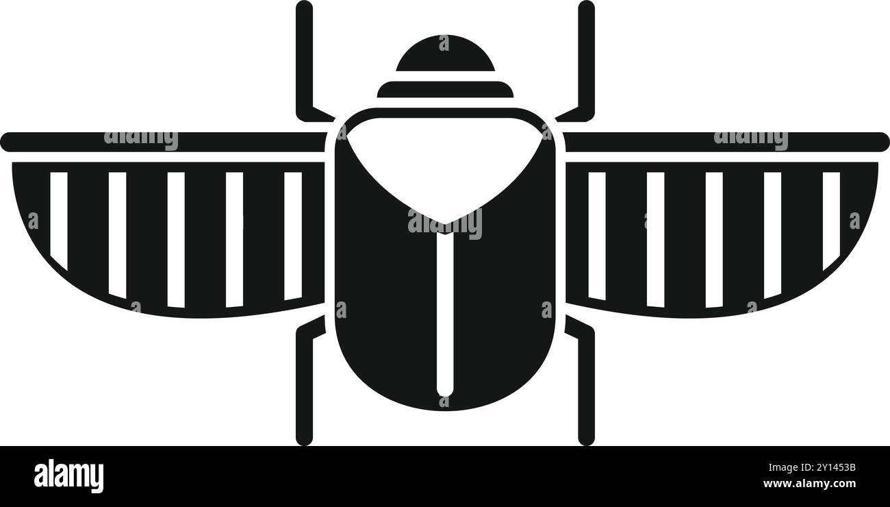 Simple black and white vector icon of a striped winged bug spreading ...