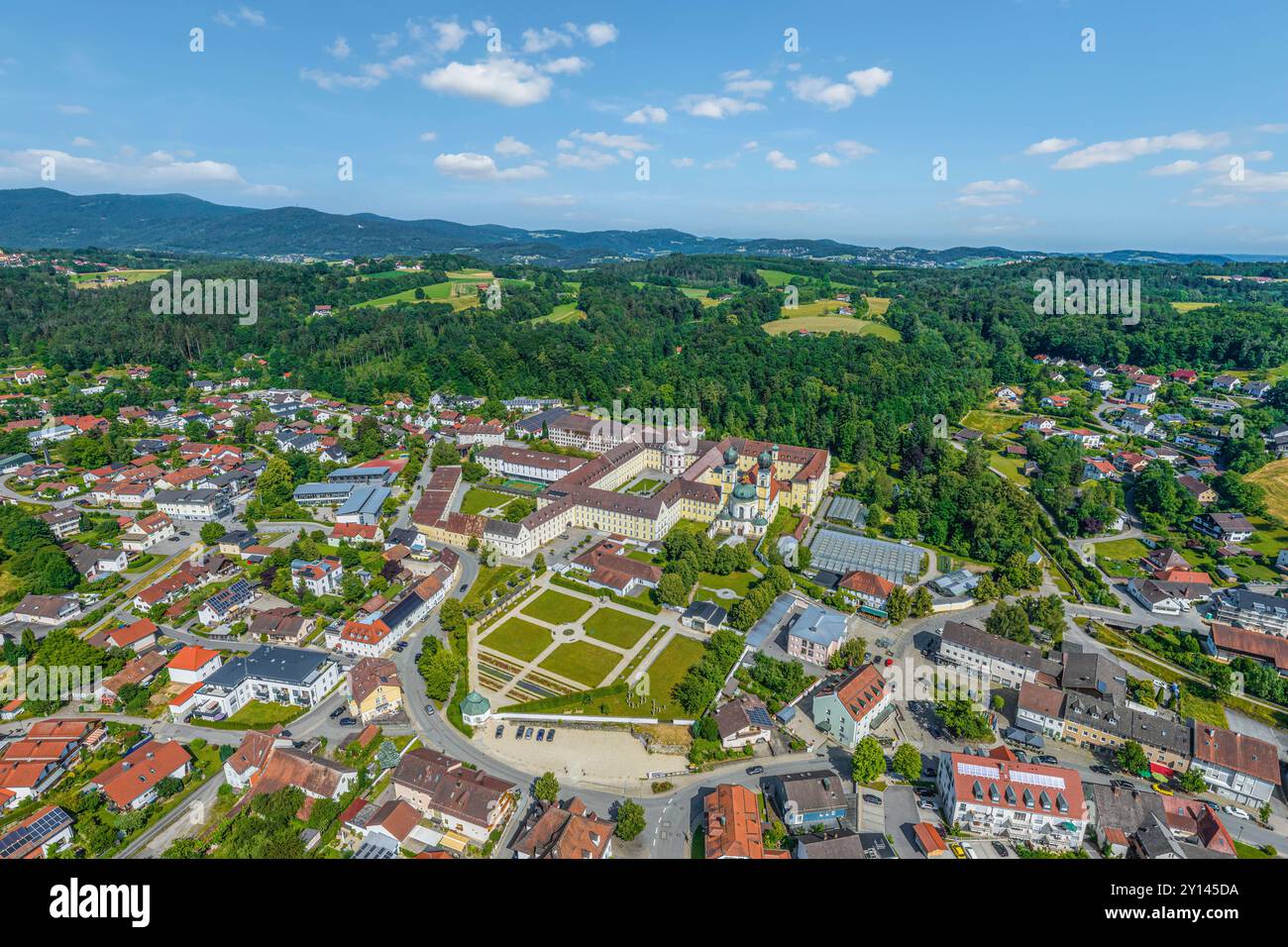 The market village of Metten near Deggendorf in the Lower Bavarian ...