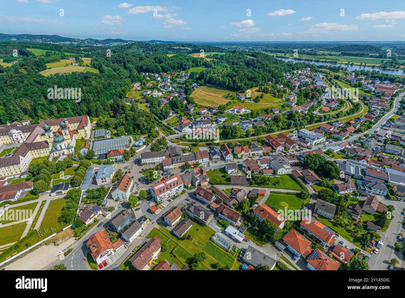 The market village of Metten near Deggendorf in the Lower Bavarian ...