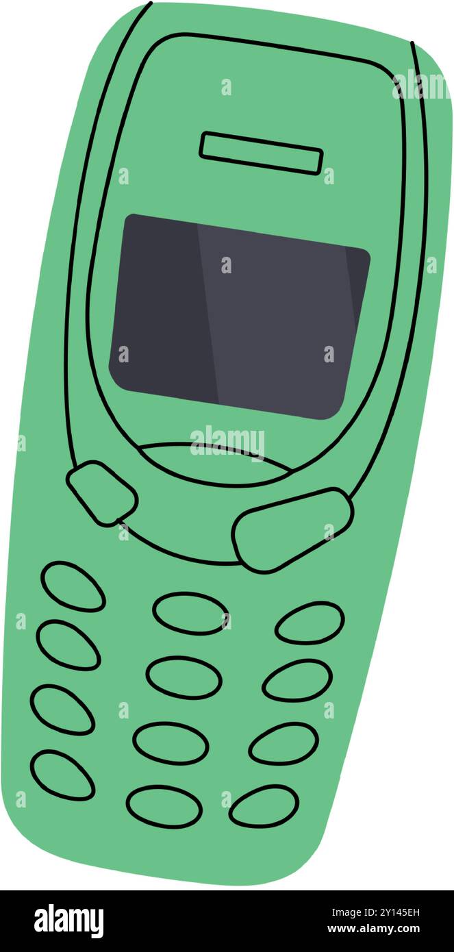 Obsolete mobile. Old communication gadgets. Vector illustration Stock ...