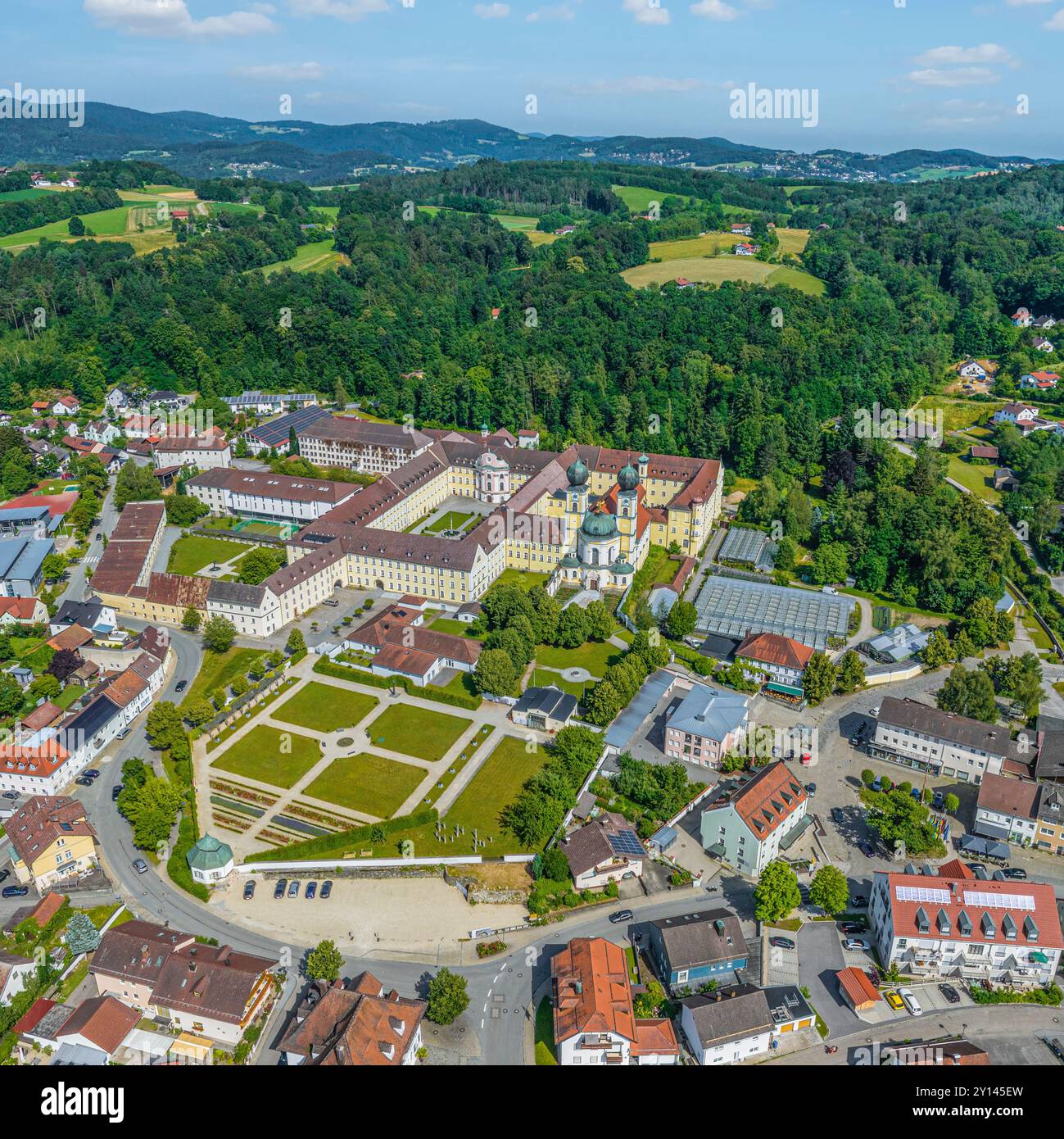 The market village of Metten near Deggendorf in the Lower Bavarian ...