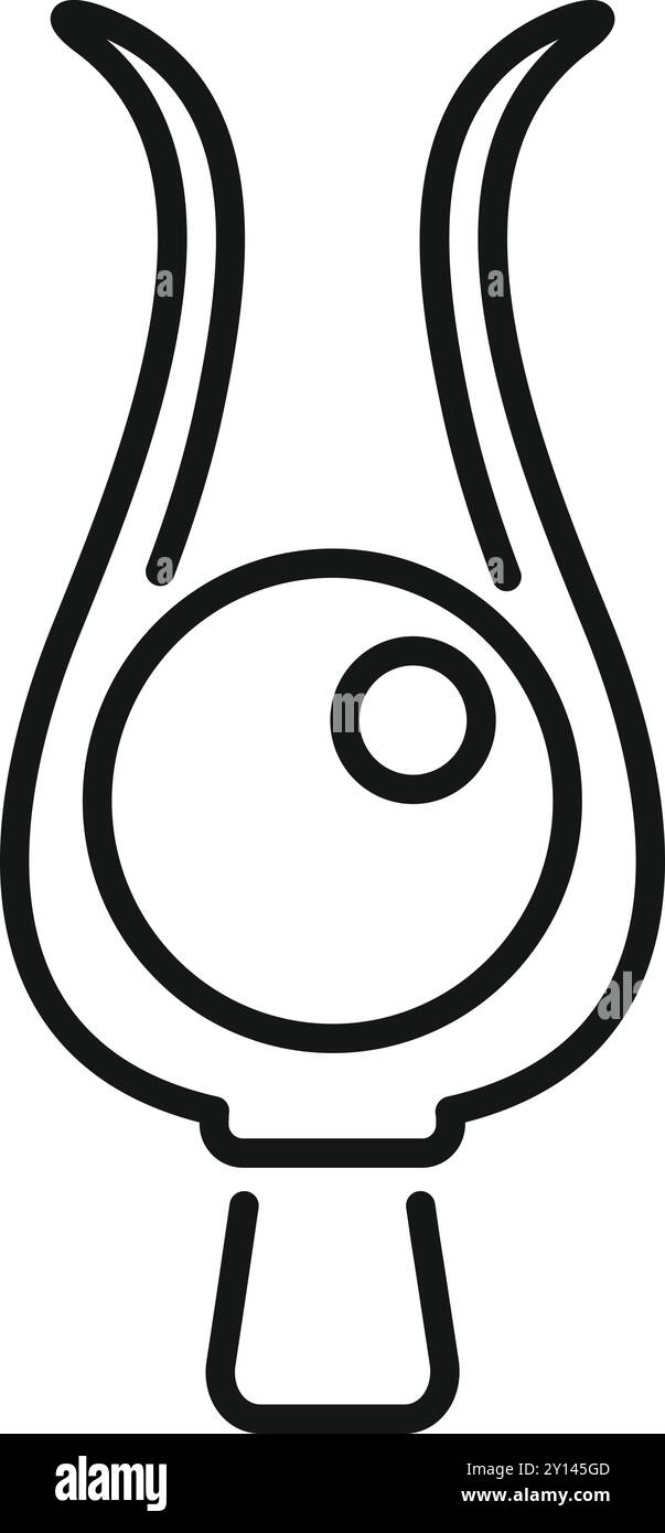 Simple black and white line drawing of an ovum with two fallopian tubes ...