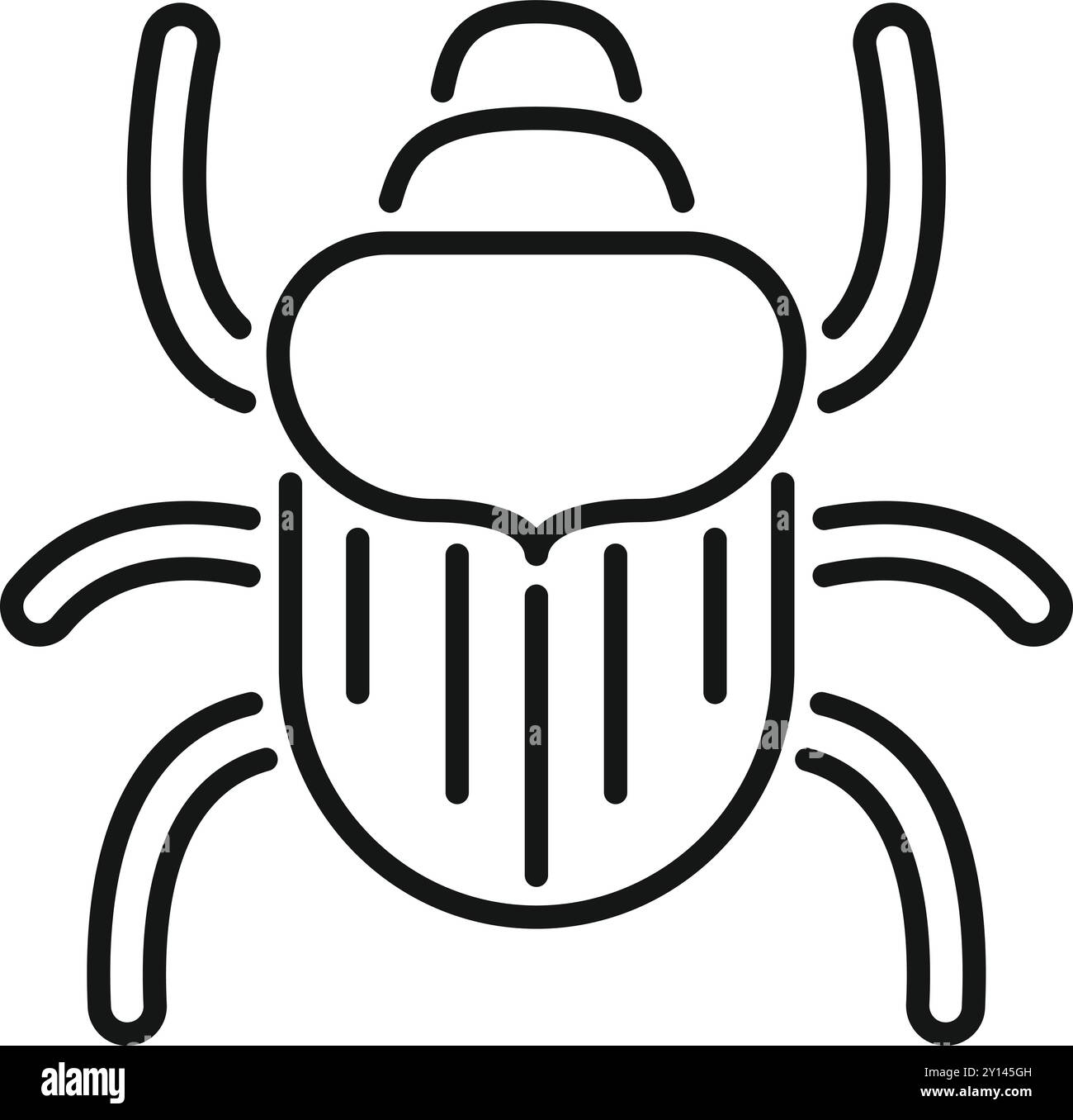Simple line drawing of a scarab beetle, with a thick body and legs ...