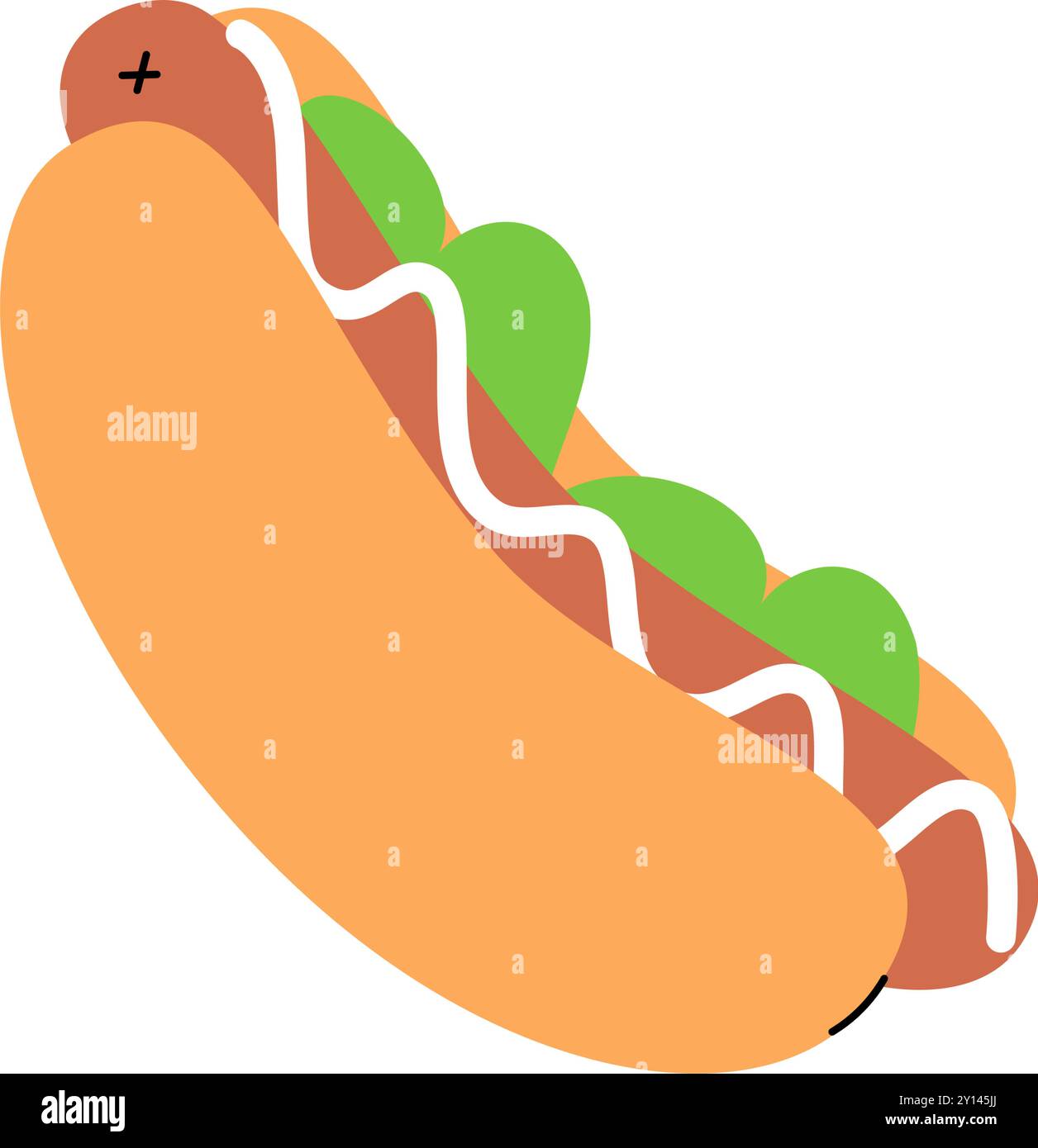 Hot dog. Long buns, sausage, vegetables, sauces. Vector illustration ...
