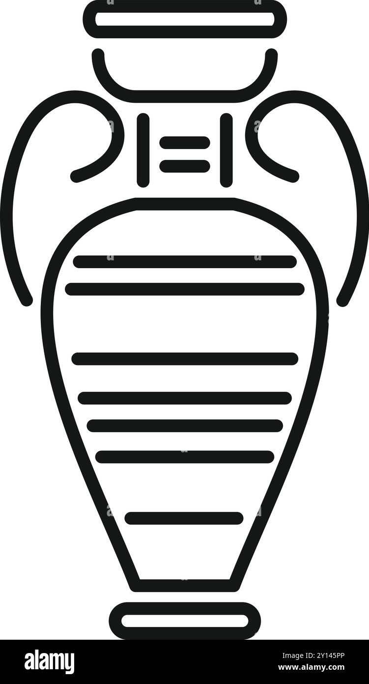Line art icon of a classic ancient greek vase with handles standing on ...