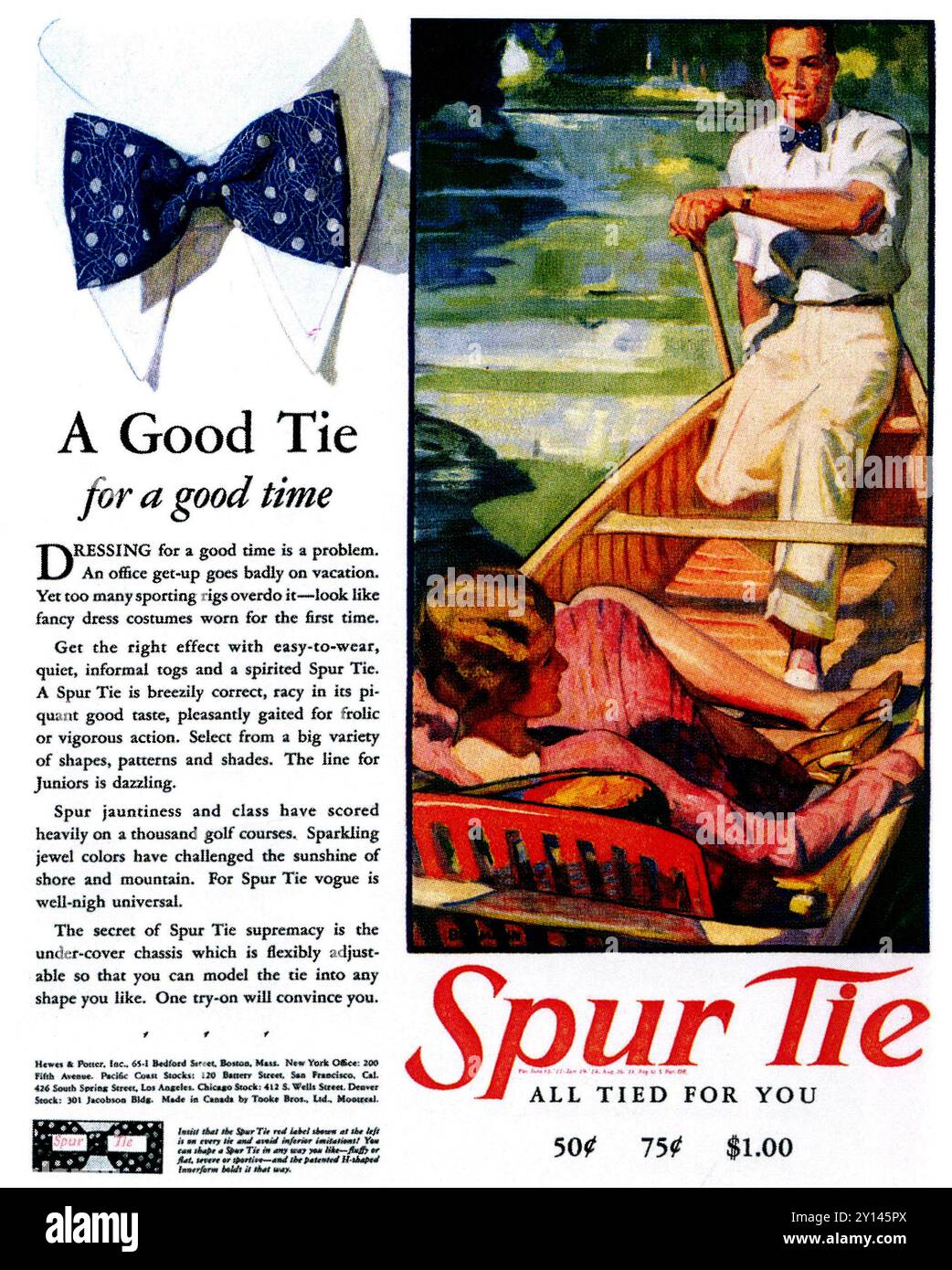 1929 Spur Bow Tie Ad Stock Photo - Alamy