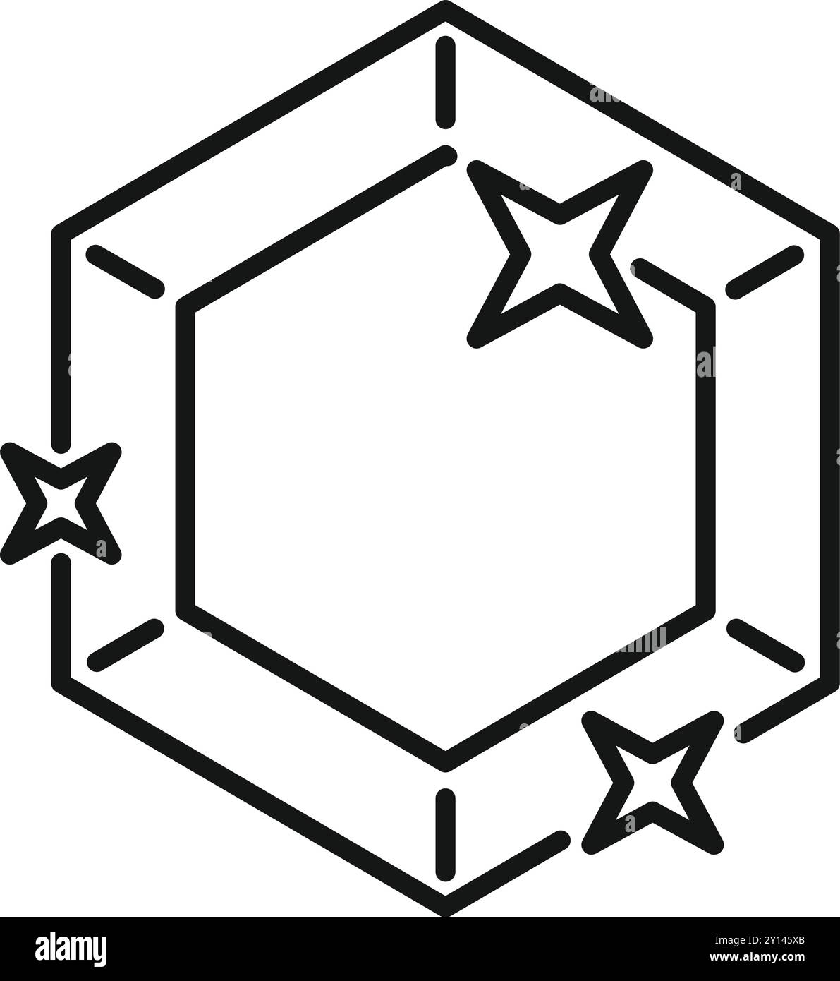 Clean hexagon with sparkling stars icon, outline style Stock Vector ...