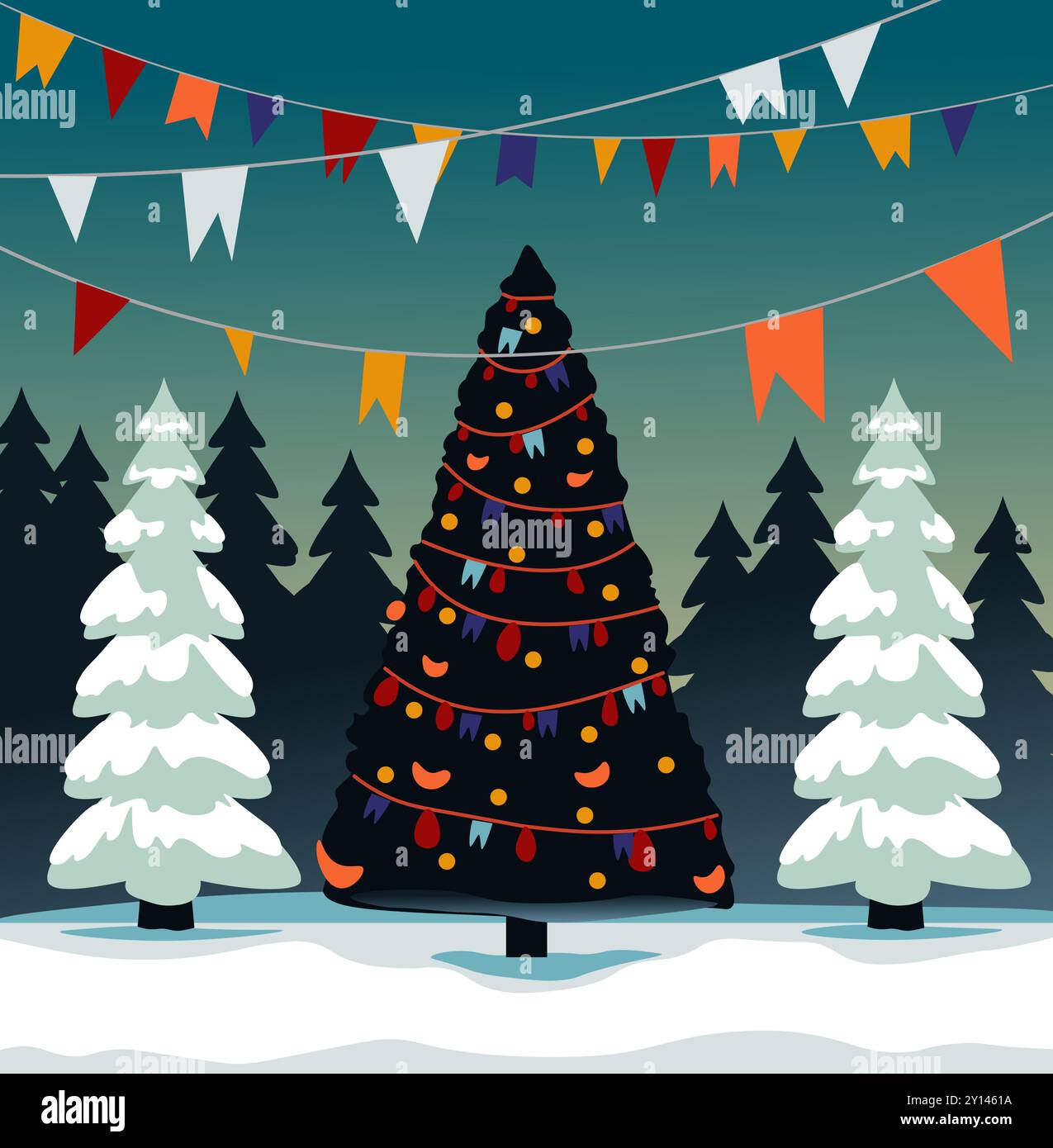 Christmas tree festive decorations Stock Vector Images - Alamy