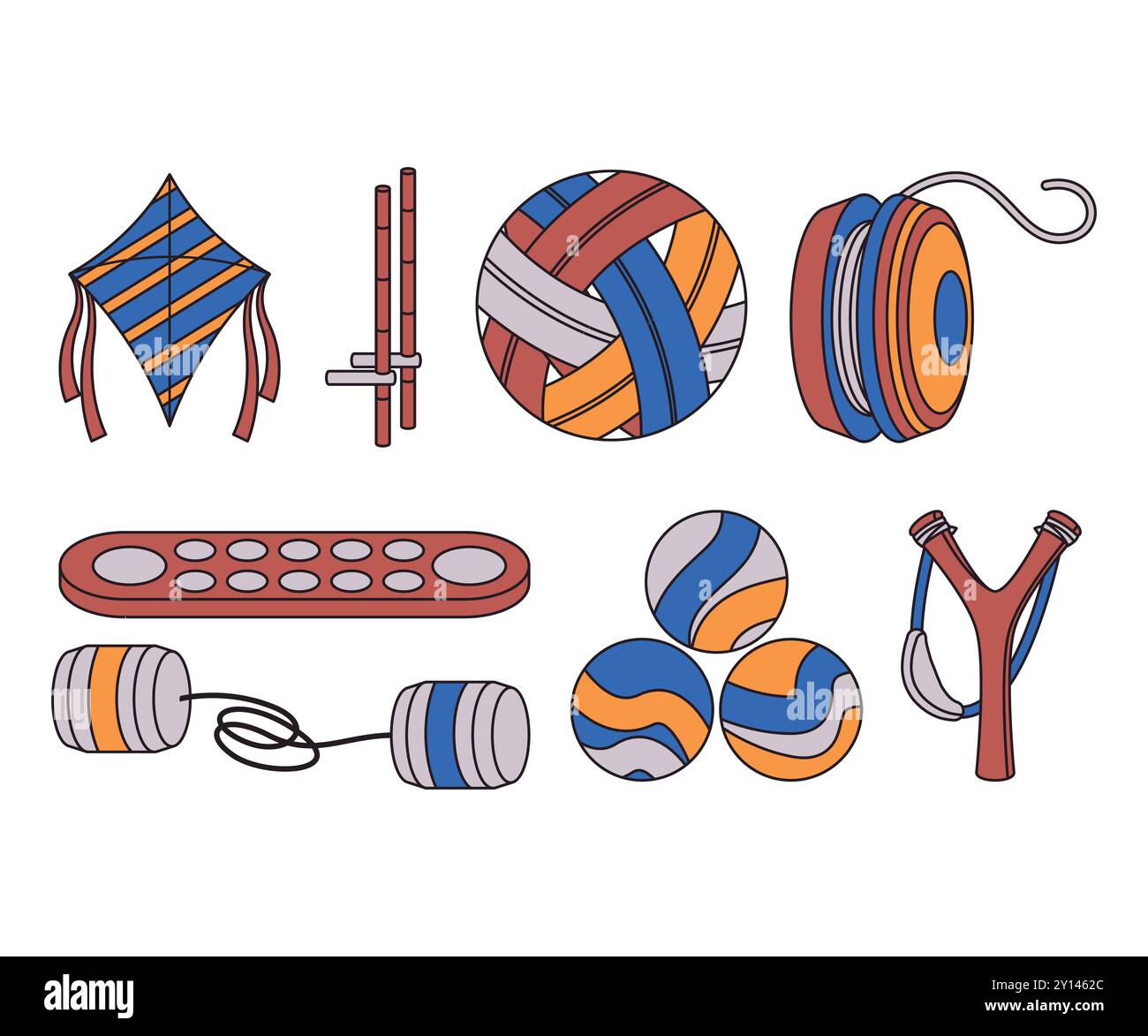 Egrang sepak takraw marbles catapult kite congklak tin-phone yoyo Indonesia traditional game ...