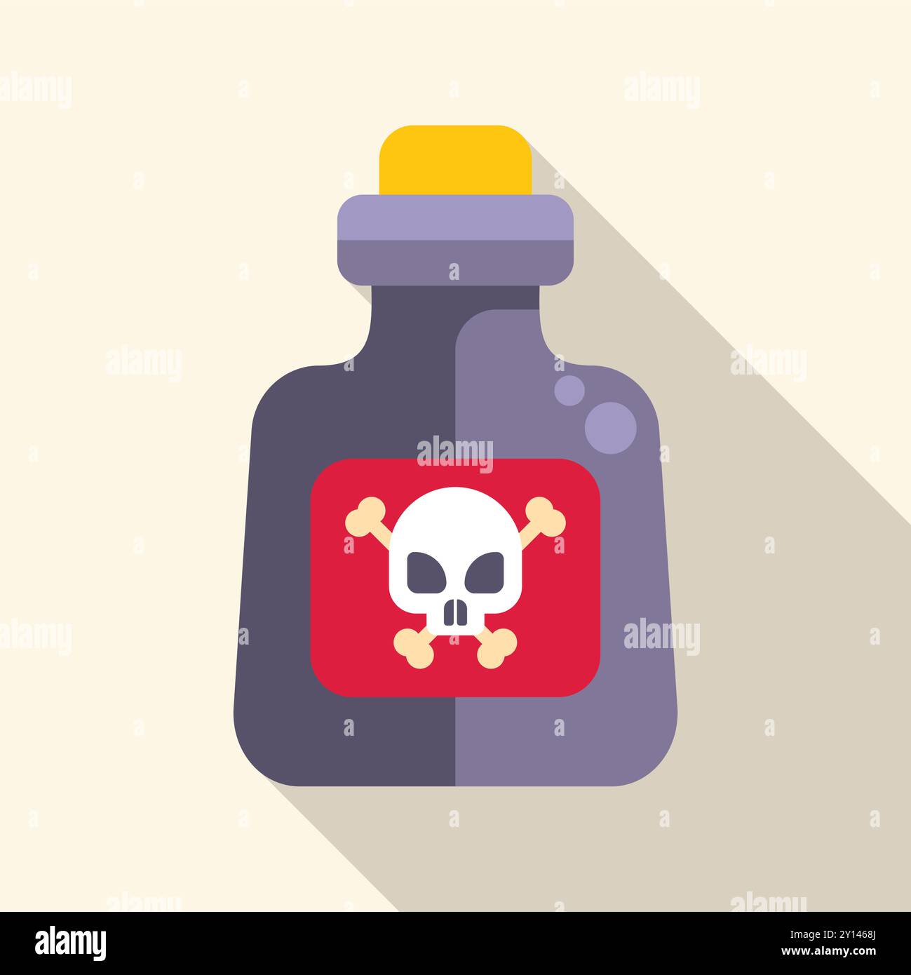 Glass poison bottle with a skull and crossbones on a red label is ...
