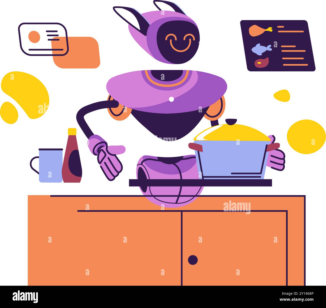 Robot Cooking in Kitchen Vector Stock Vector Image & Art - Alamy