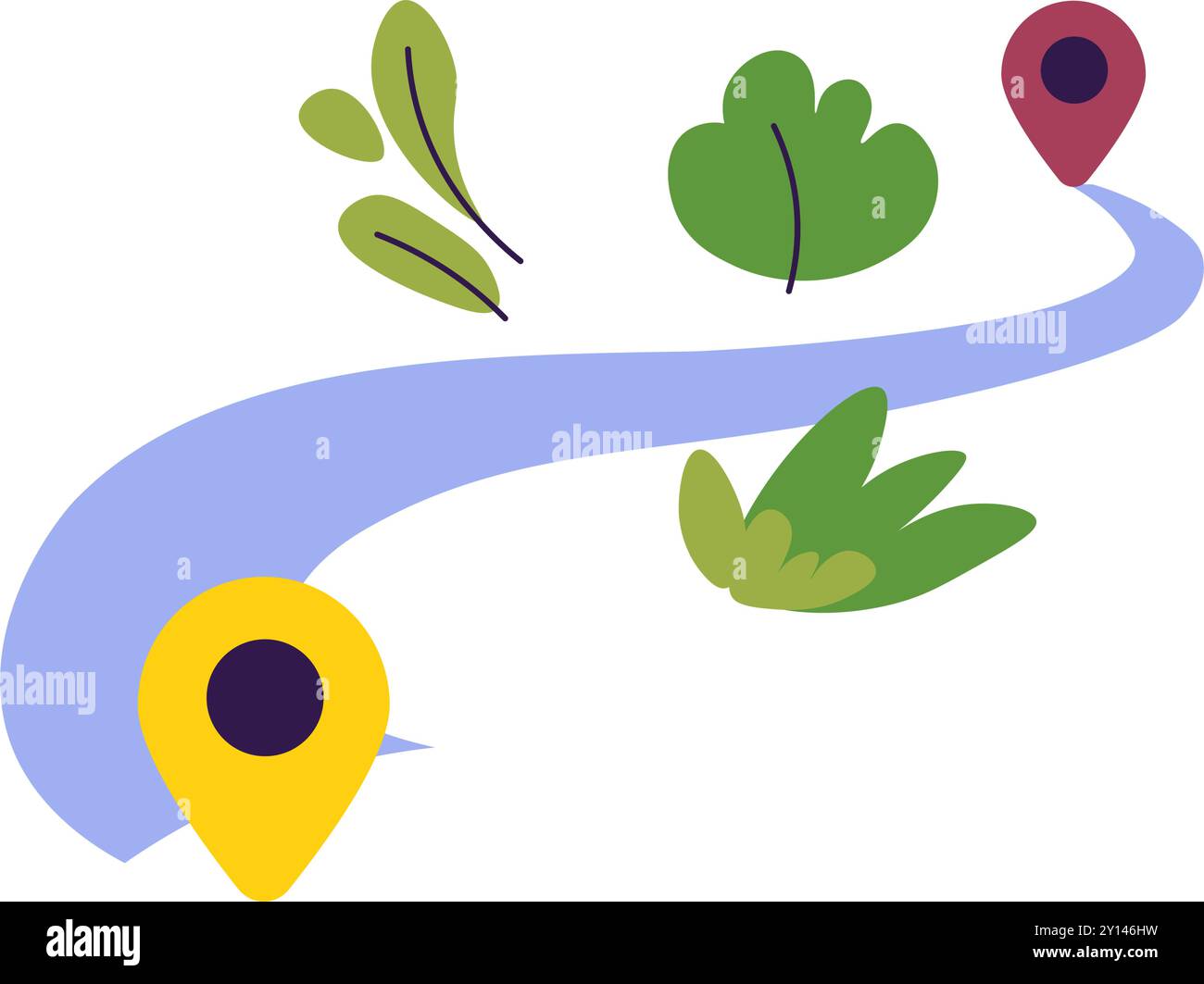 Route Map with Pin Markers Vector Stock Vector Image & Art - Alamy