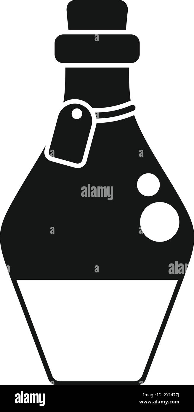Black and white silhouette of a potion bottle with a cork and label ...
