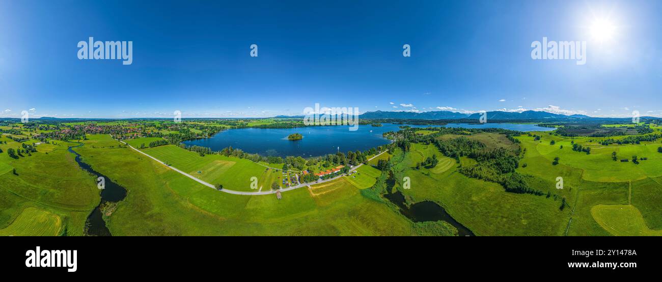 View of the Staffelsee in Upper Bavaria south of the village of Uffing ...