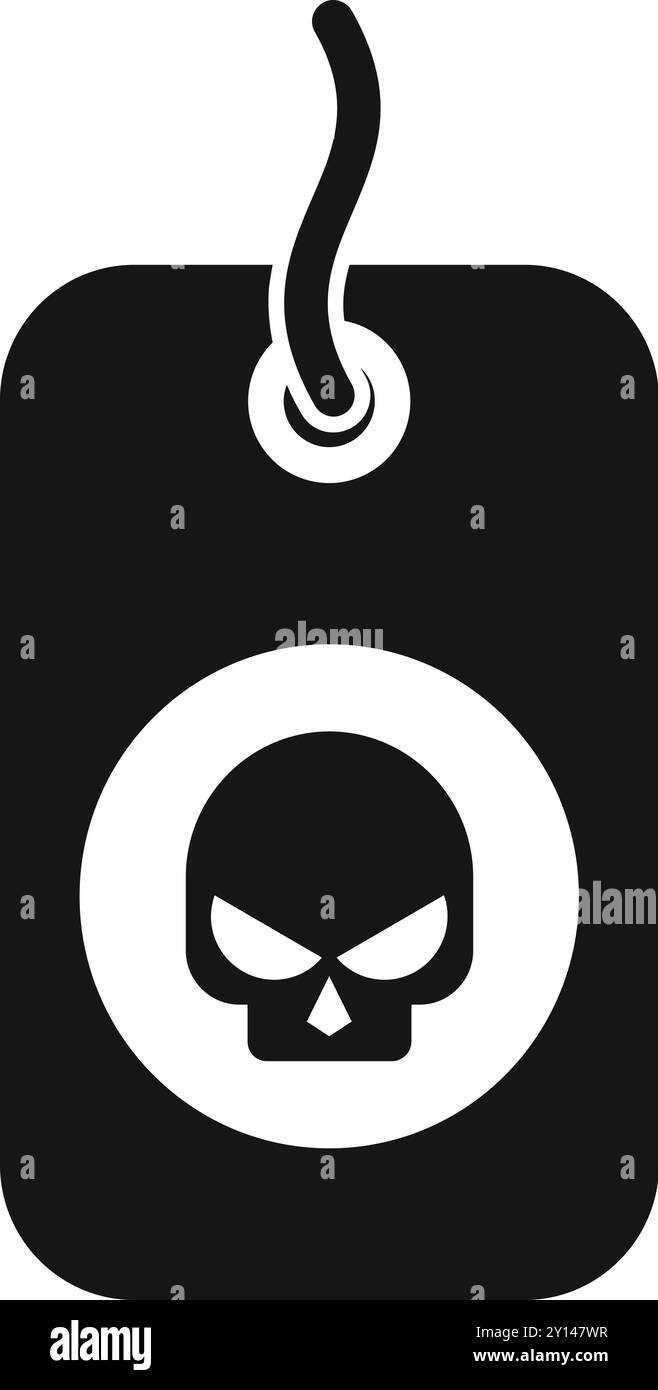 Black skull tag with string is showing death and danger concept Stock ...