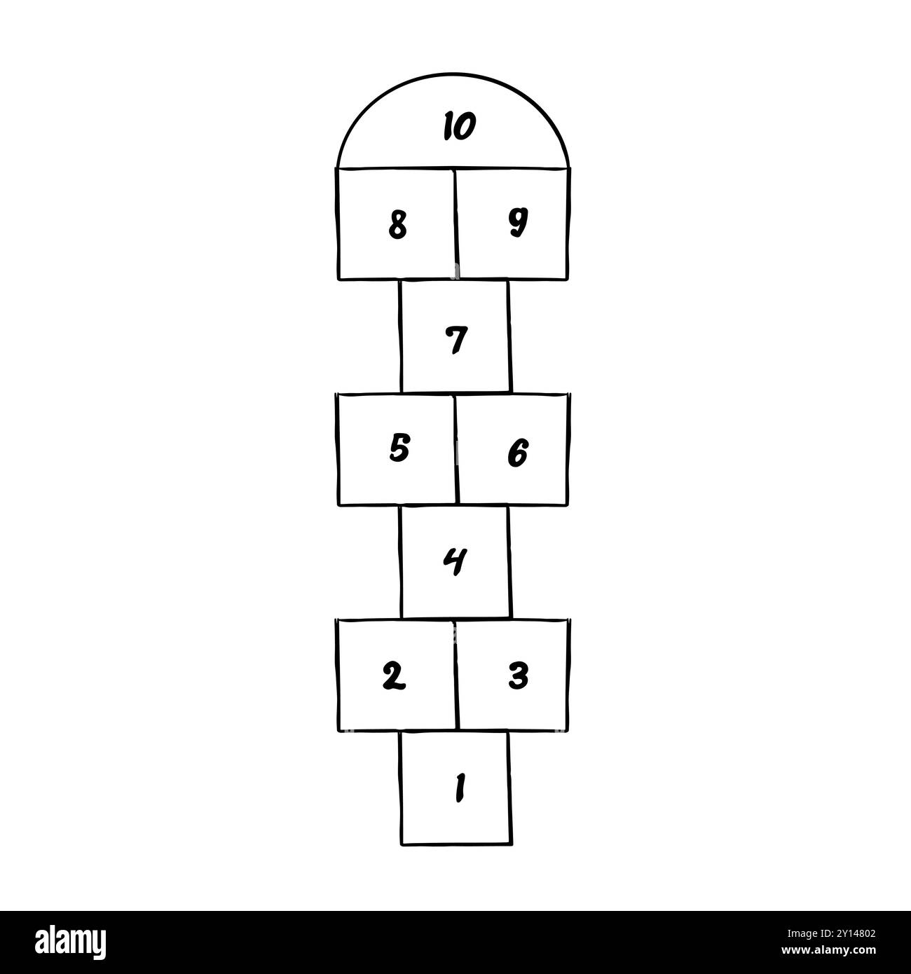 Hopscotch chalk doodle drawing, street Jumping game kids activity. Hop ...