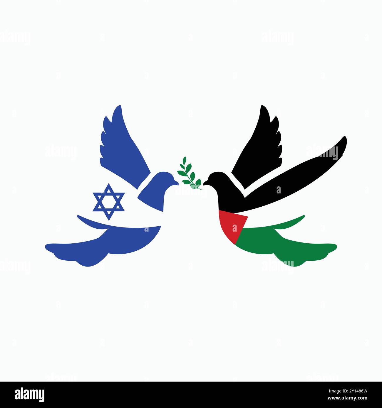 Dove symbol of peace. Israeli Palestinian conflict concept. Vector ...