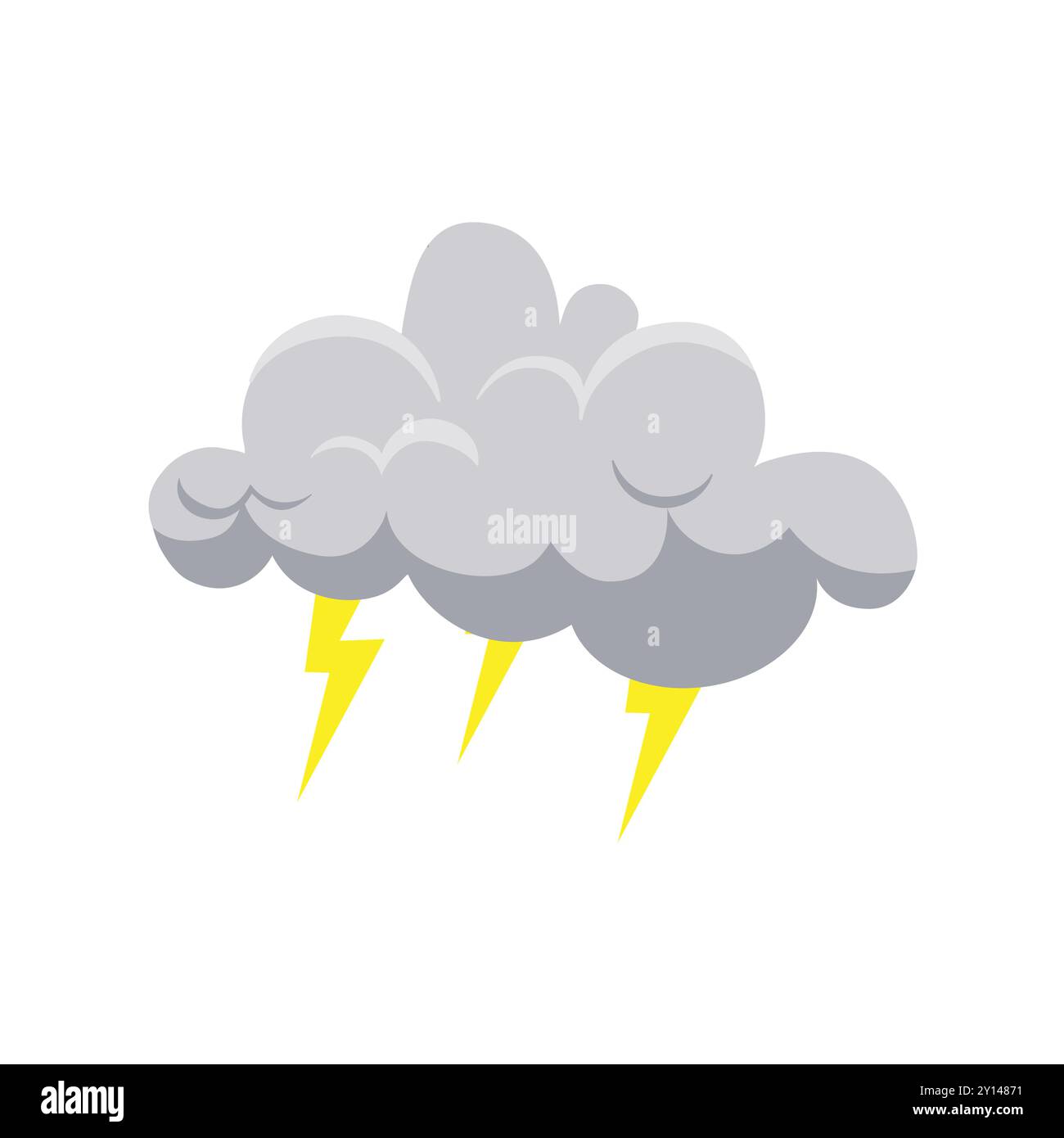 Grey cloud with lightning isolated on white background. Rain thunder ...