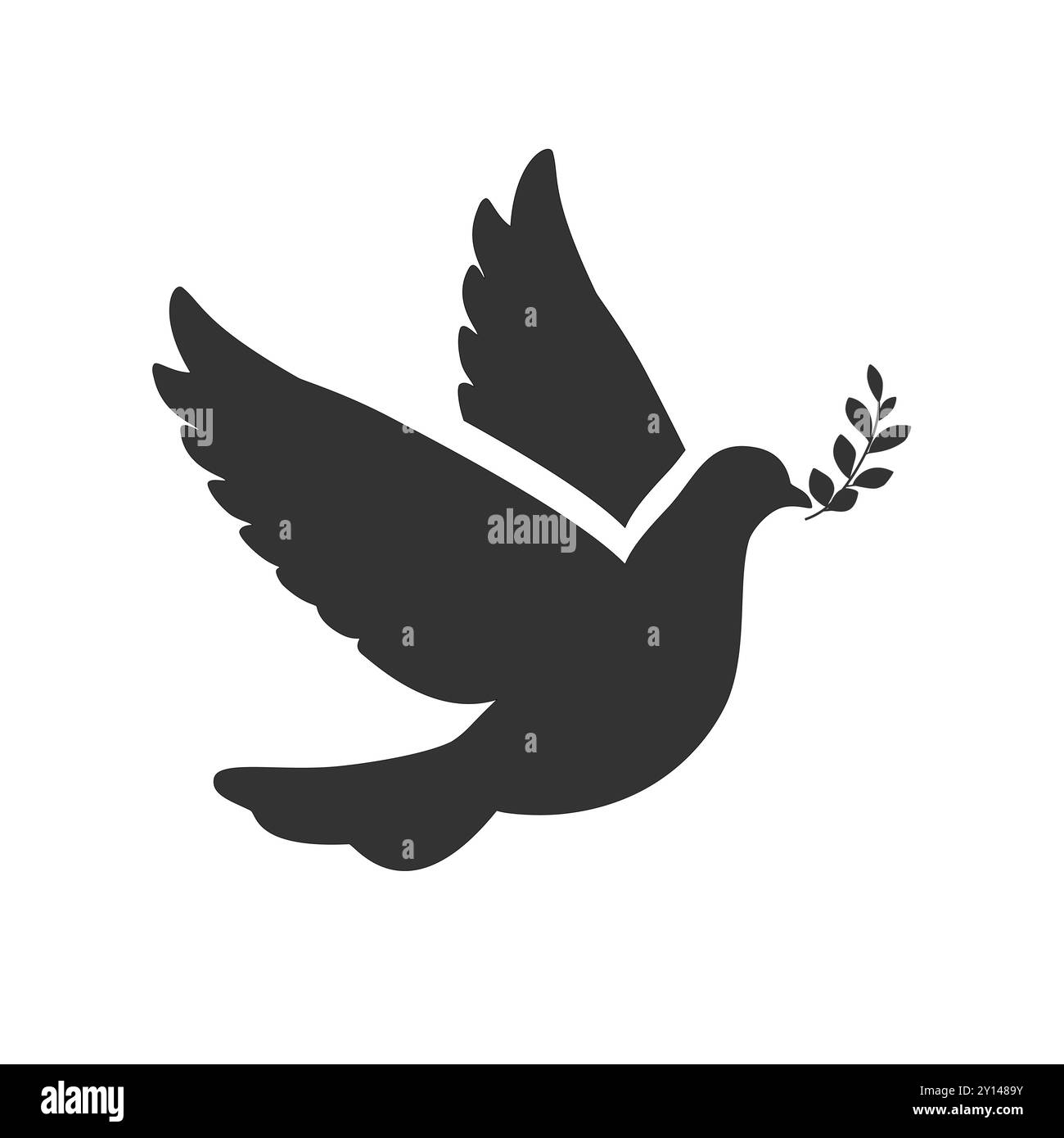 Simple peace vector icon. Dove, pigeon with olive branch. Dove of peace ...