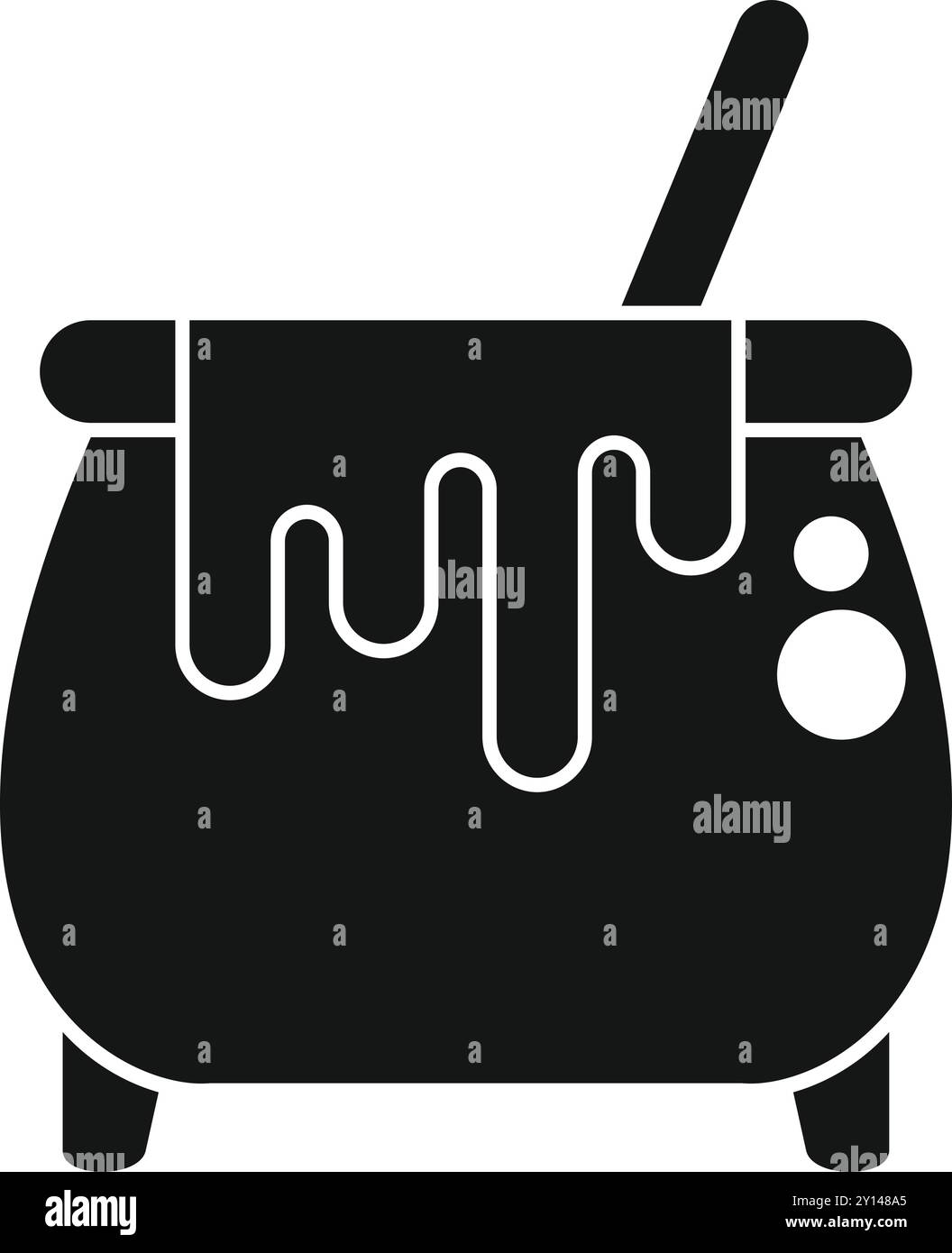 Simple vector of a black cauldron with bubbling poison overflowing ...