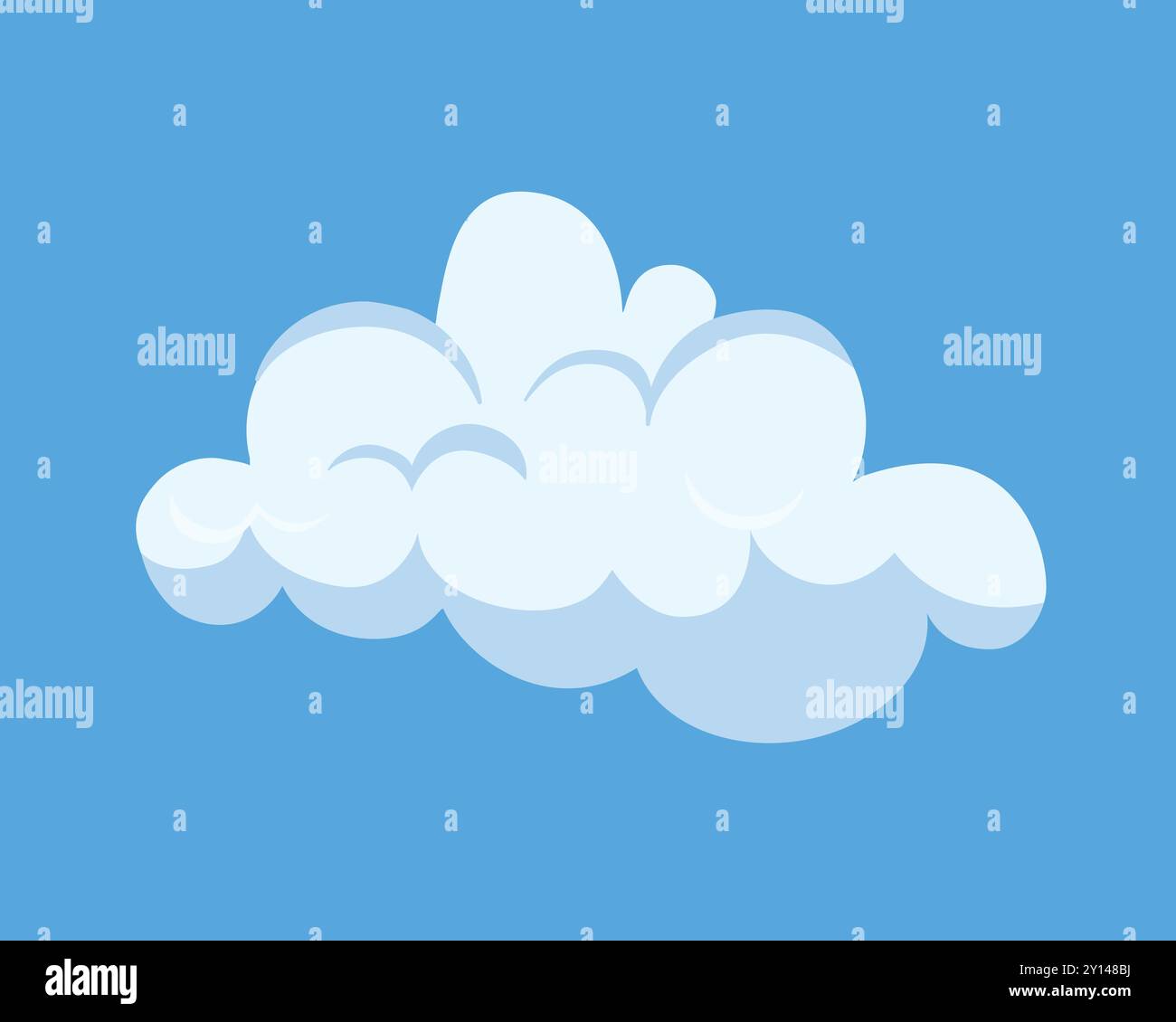 Cartoon fluffy cloud in the blue sky. Cloudy day heaven. Vector ...