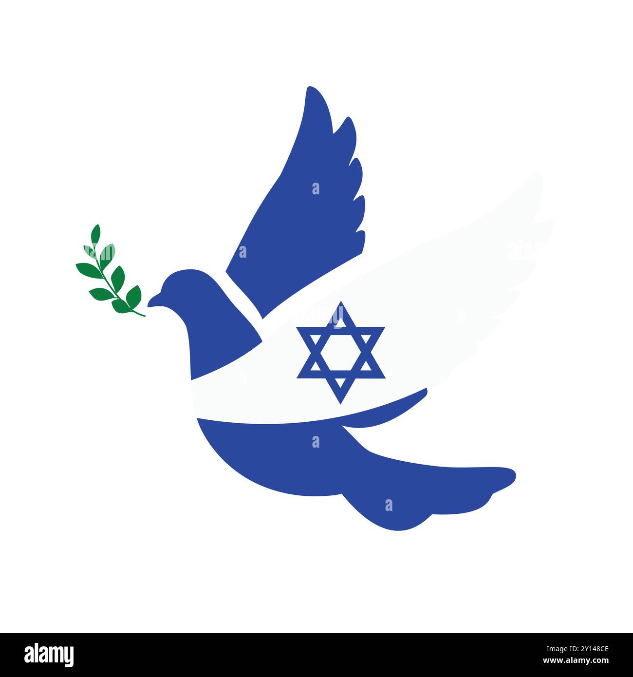Dove symbol of peace isolated on white background. Israel national flag ...