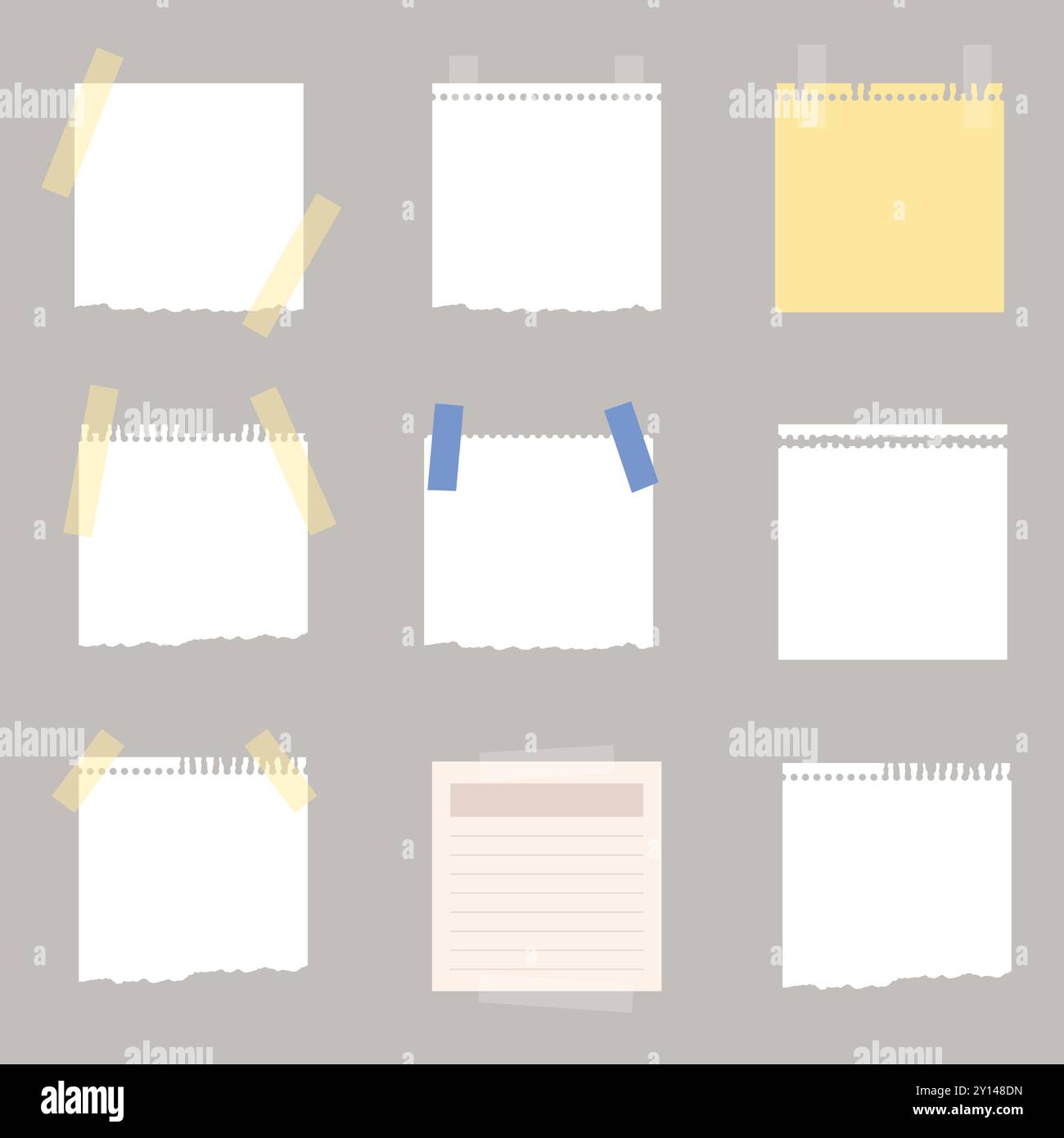 Paper notes stickers or notepad pages isolated. Empty blank pages for ...