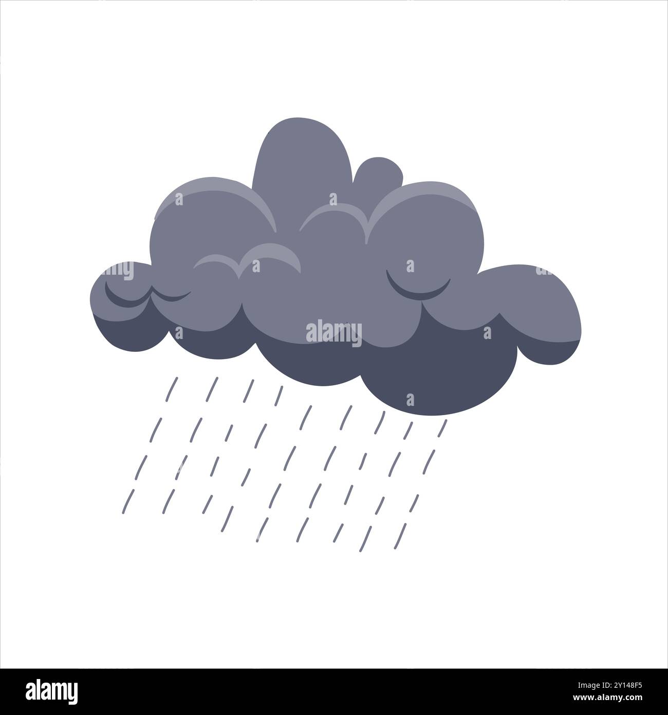 Grey cloud with rain isolated on white background. Rain thunder cloud ...