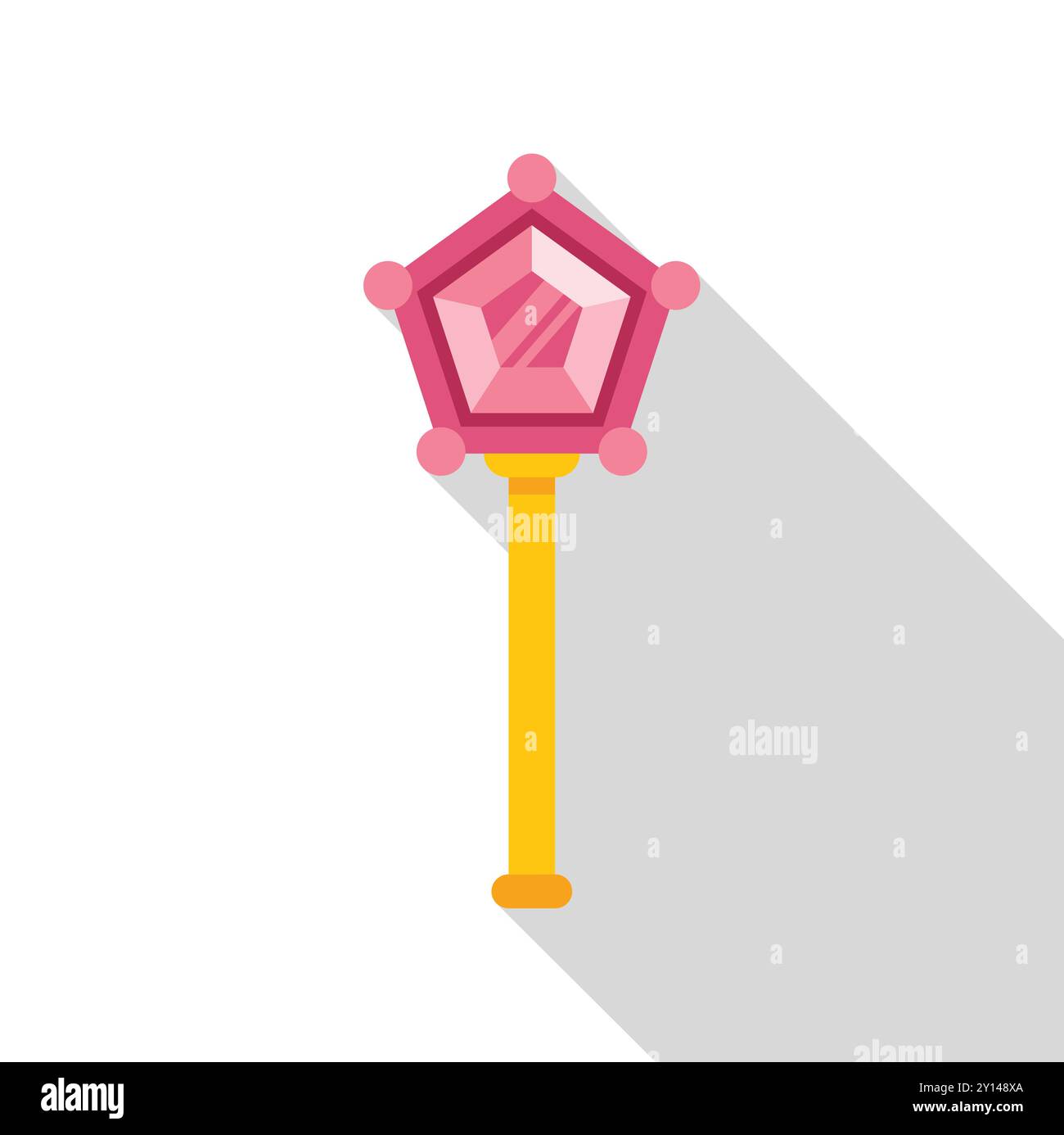 Pink magic wand with big gem is casting a spell using its magical ...