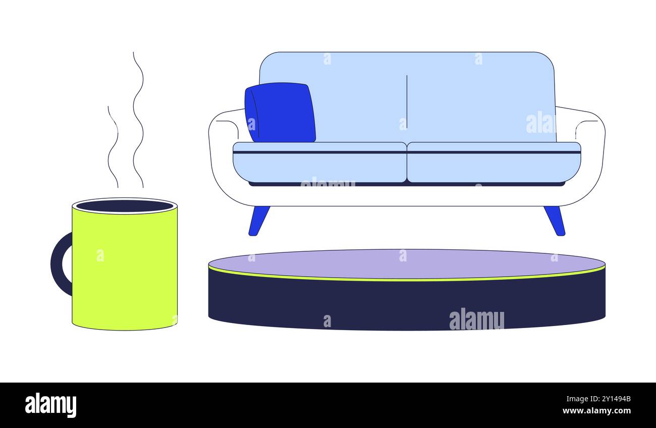 Talk show studio setup 2D cartoon objects set Stock Vector Image & Art ...