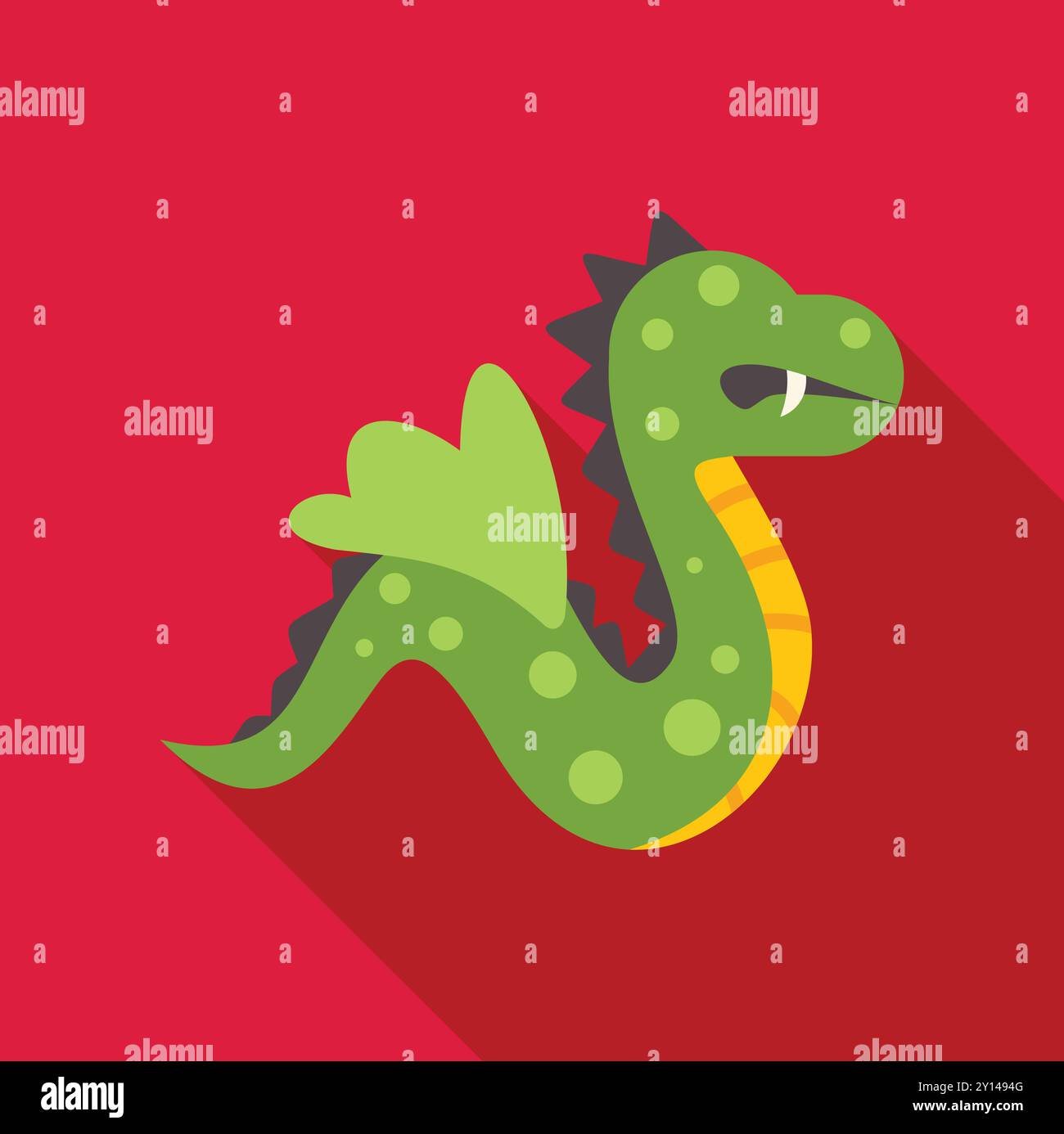 Green wyvern spreading its wings, a mythical creature and legendary ...
