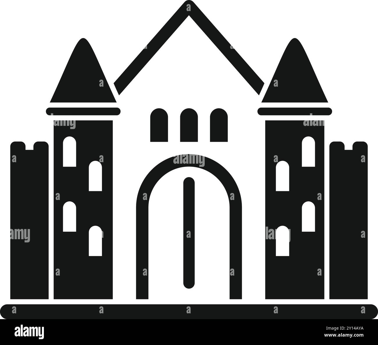 Simple vector illustration of a medieval castle with high towers Stock ...