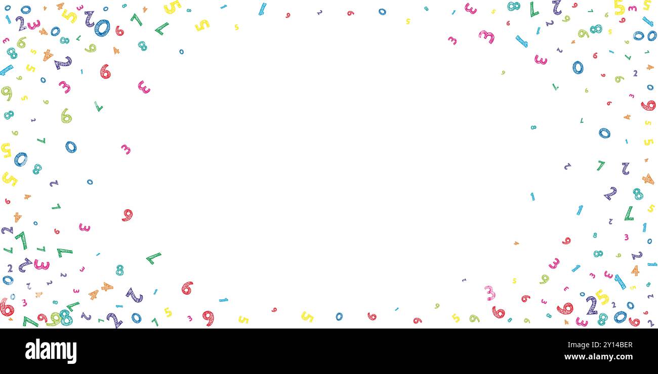 School notebook cover. Colorful childish floating letters of Latin ...