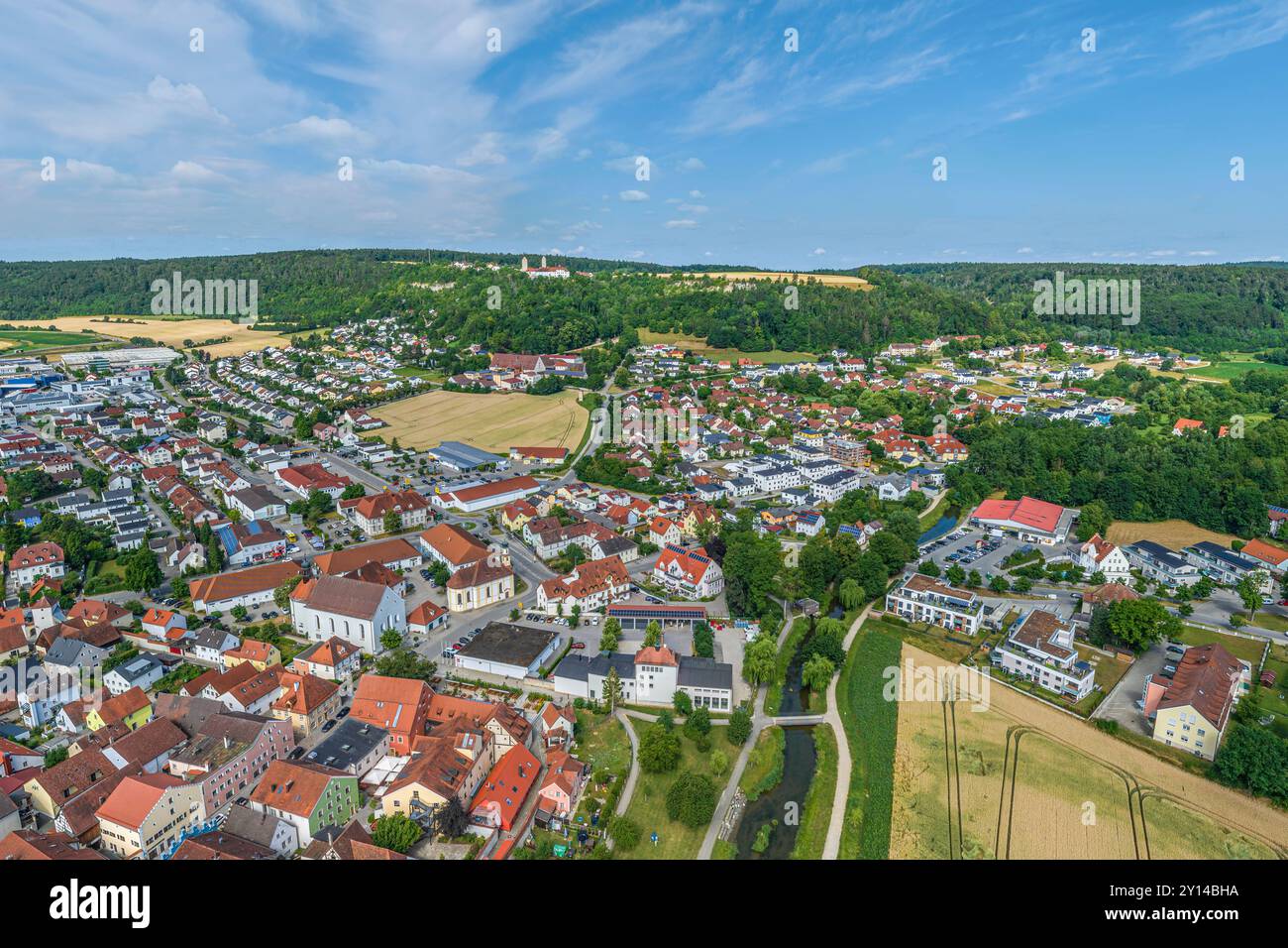 The beautiful little town of Beilngries in the bavarian Altmuehl Valley ...