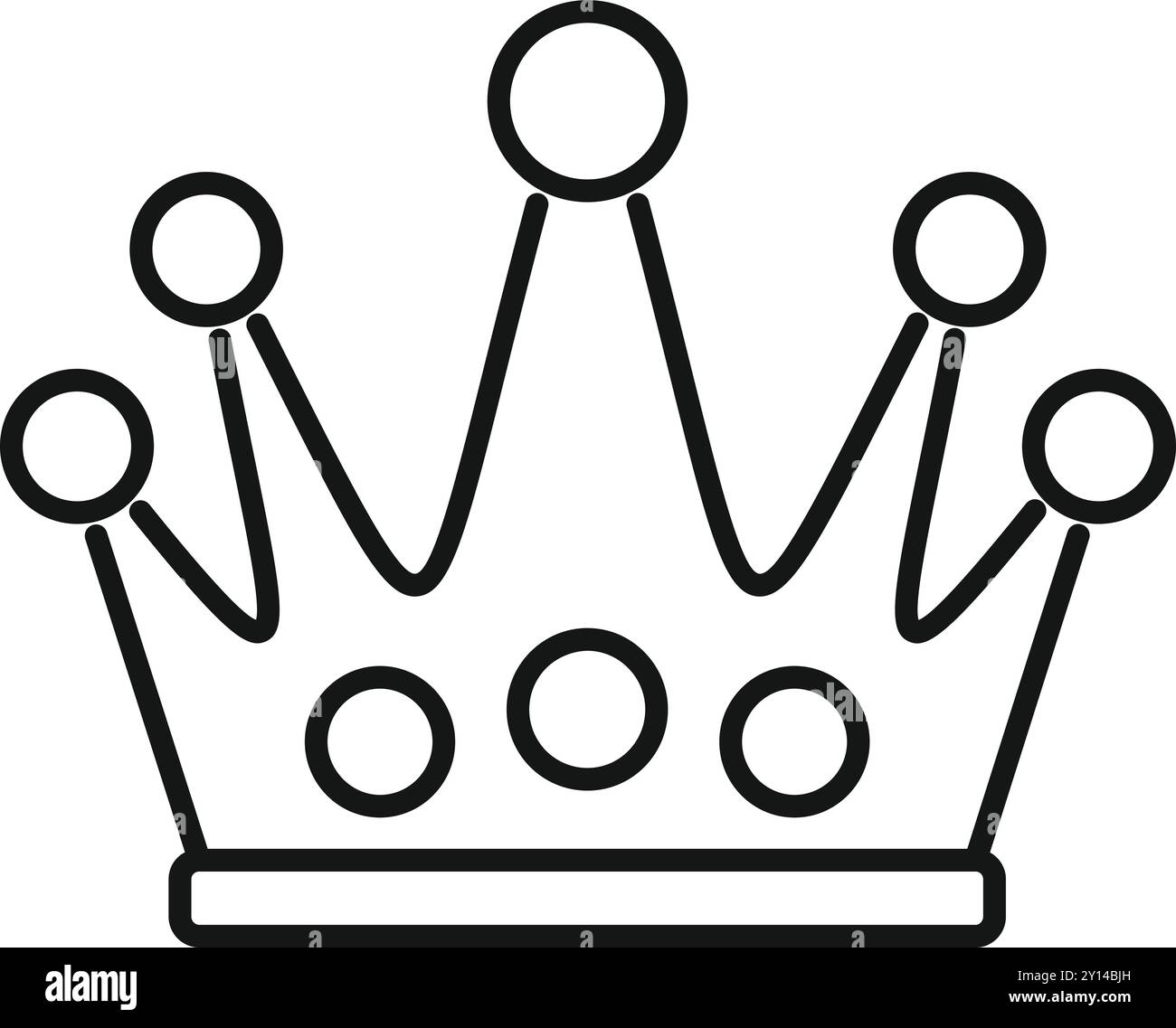 Simple black and white line art vector illustration of a crown ...