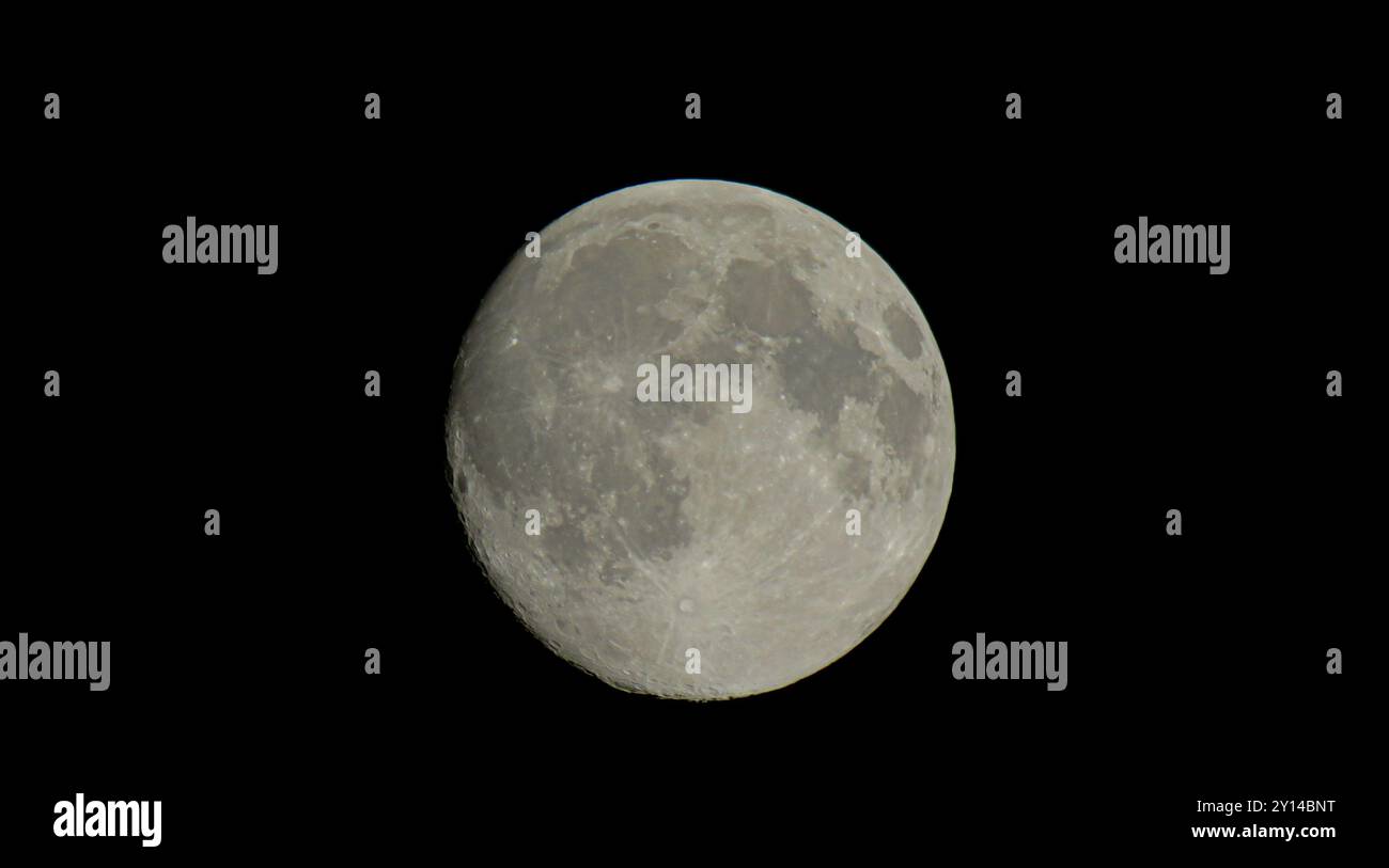 Aleppo, Syria. 26 April 2021. The so-called pink supermoon is seen from ...