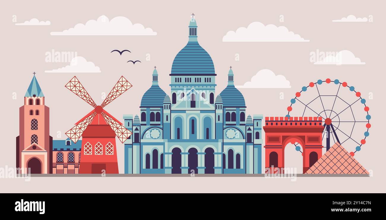 Travel Paris Scene with Popular Landmarks Stock Vector Image & Art - Alamy