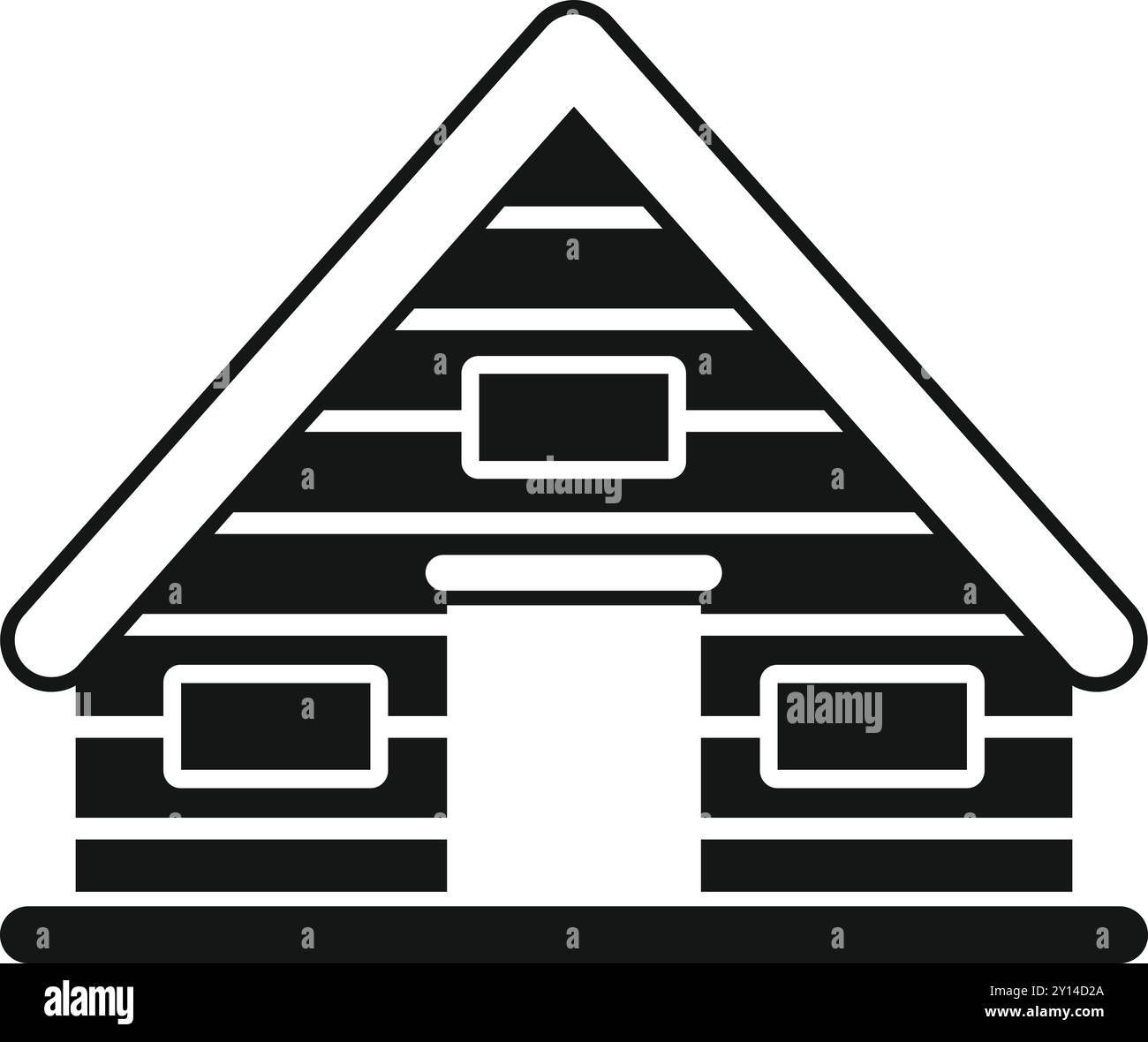 Simple wooden chalet icon representing winter holidays in mountains ...