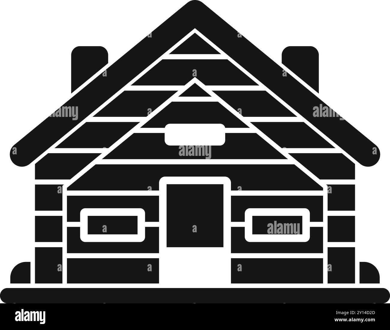 Wooden log cabin building facade icon glyph vector illustration Stock ...
