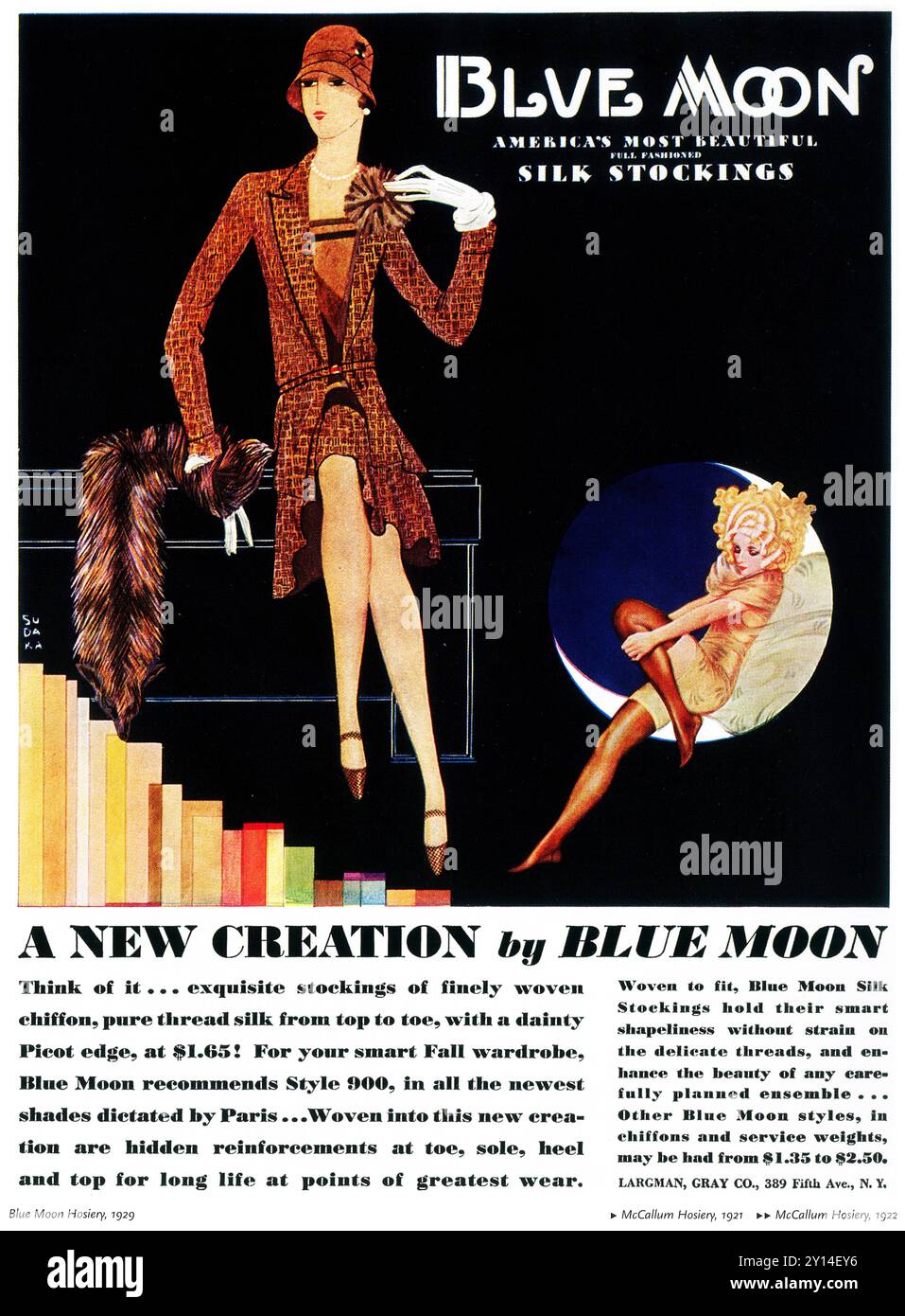 1925 Blue Moon silk stockings ad Stock Photo - Alamy