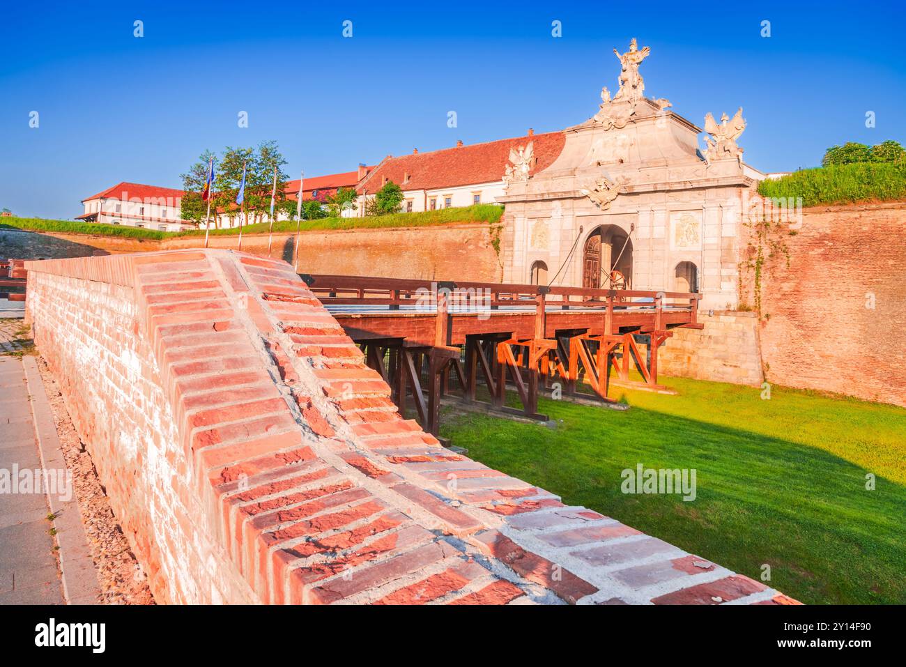 Alba Iulia, Romania. Baroque architectural gate of the stonewalled citadel of Alba Carolina ...