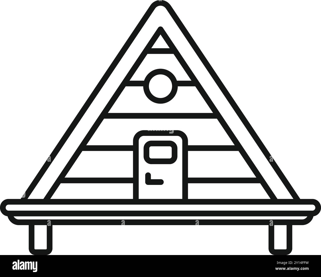 This simple black and white vector illustration of an a frame cabin ...