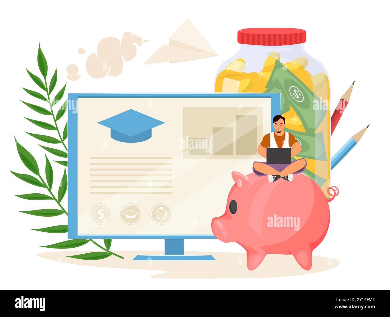 Education fees for online learning course vector illustration Stock ...