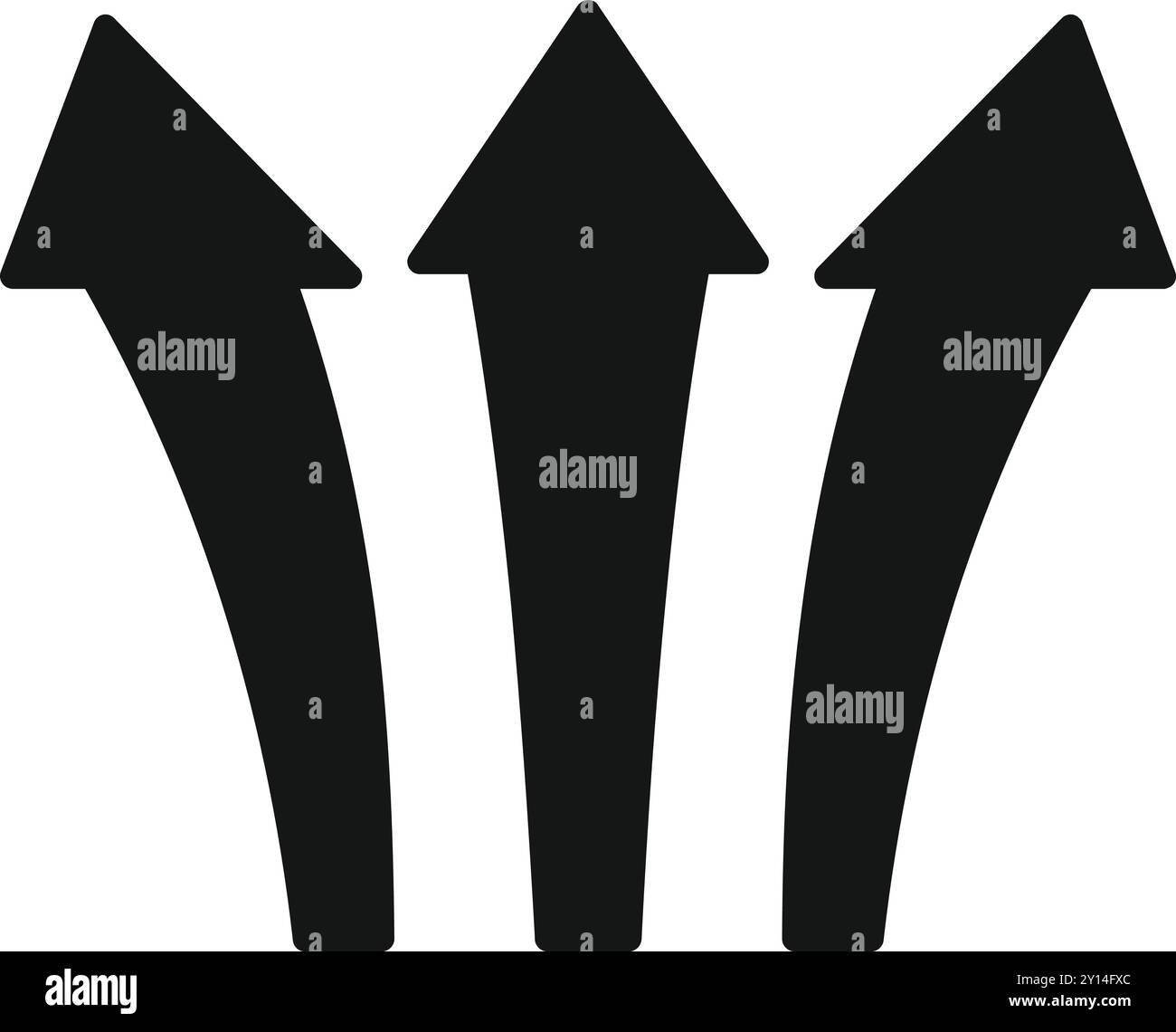 This vector illustration shows three black arrows pointing upwards on a ...