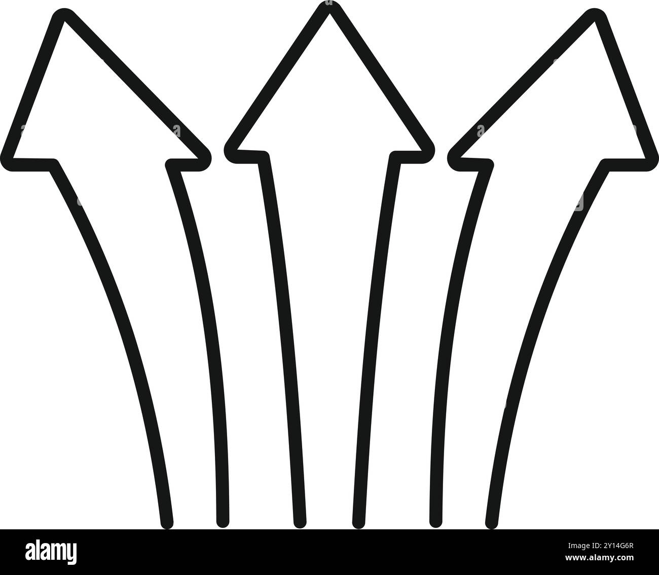 Simple vector illustration of three black arrows pointing up ...