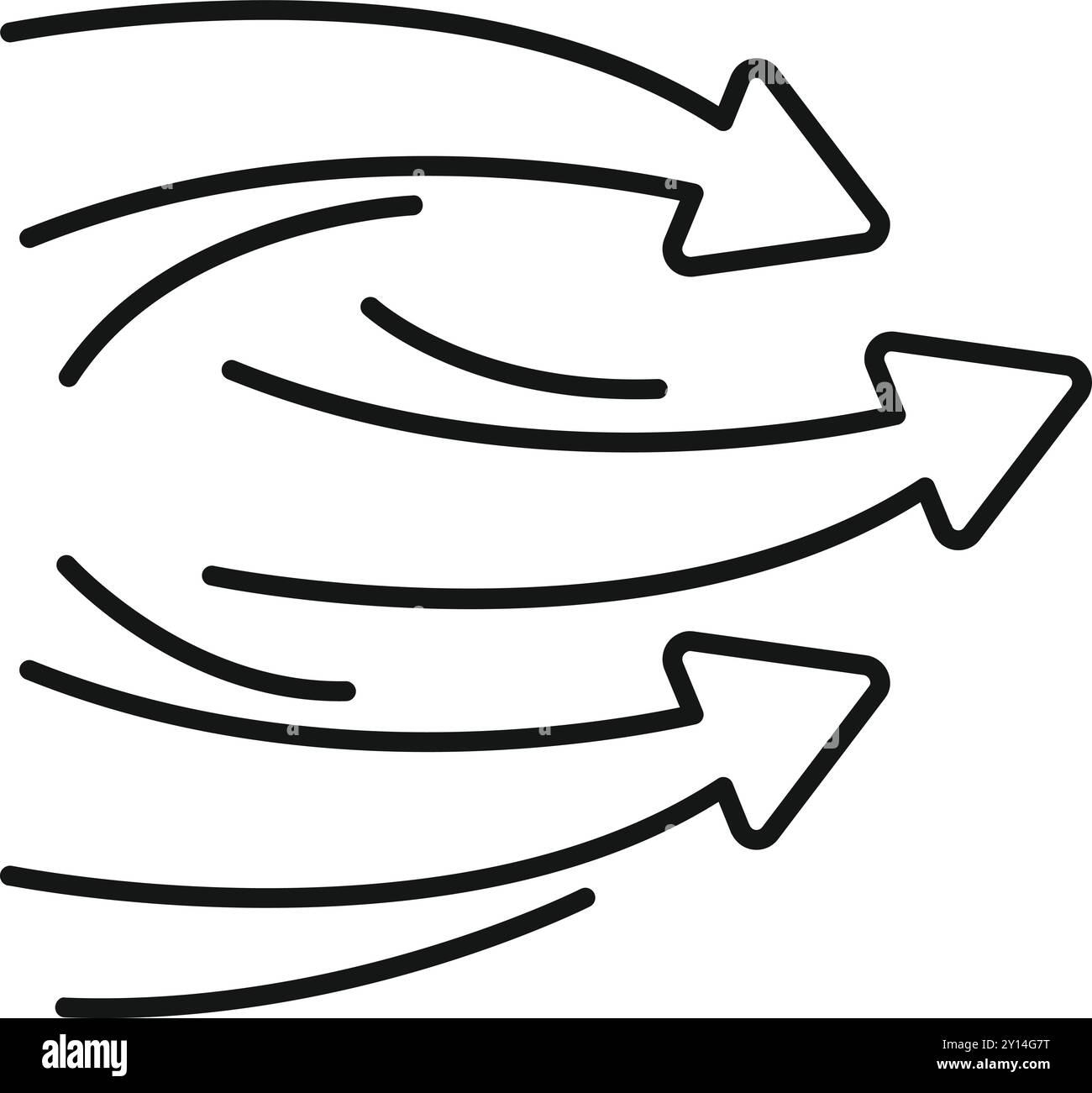 Simple vector of curved arrows pointing up and to the right, indicating ...