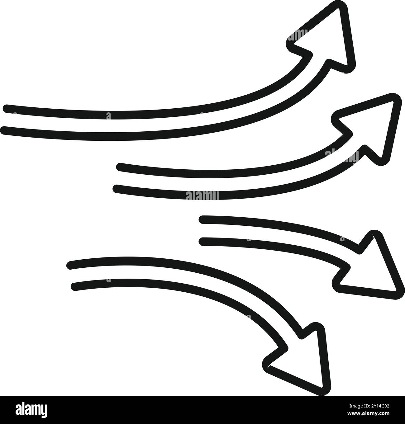 Simple line art icon of arrows showing air flow, ventilation, or market ...